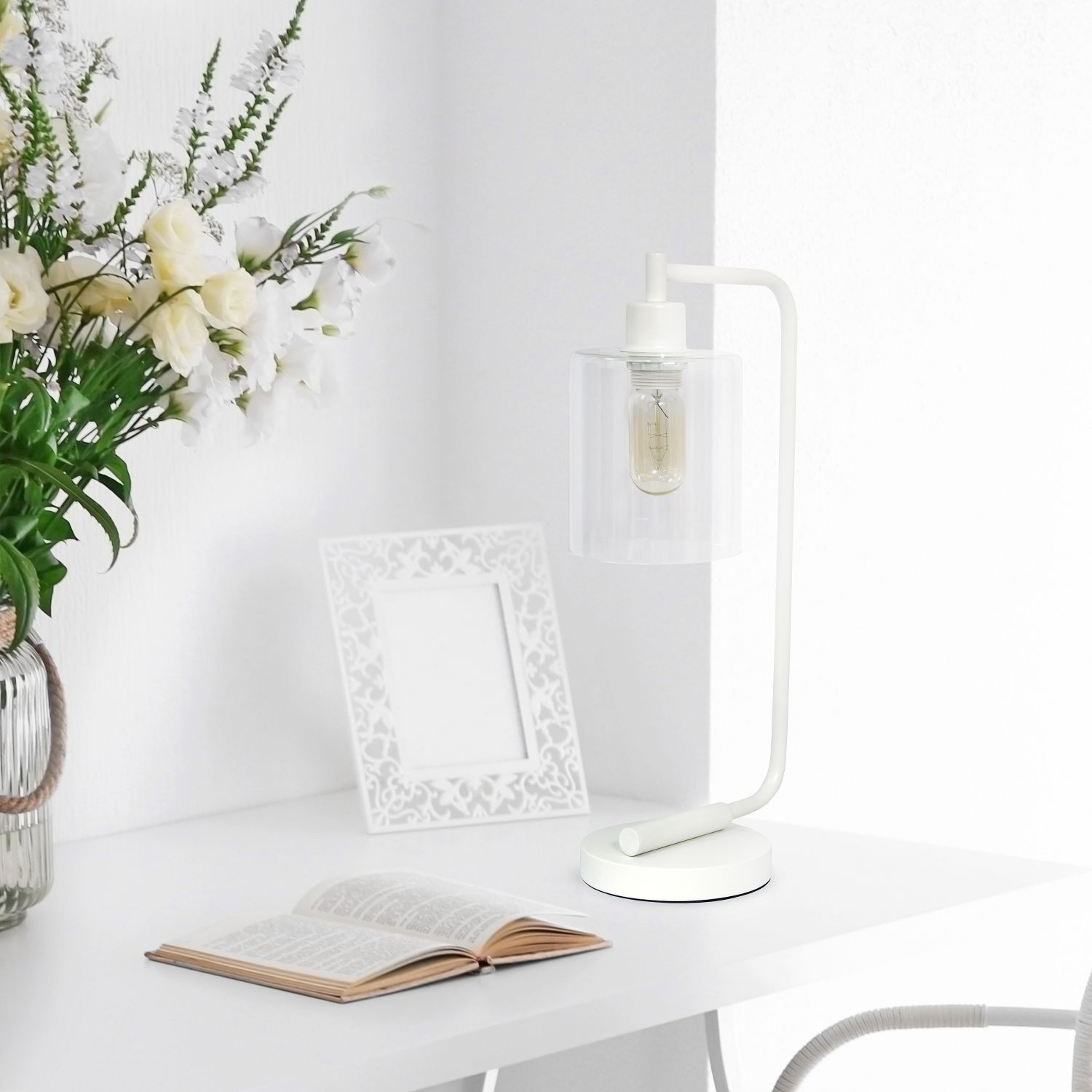 Desk Lamp with Glass Shade & USB Port - 19" - Matte White | Christmas ...