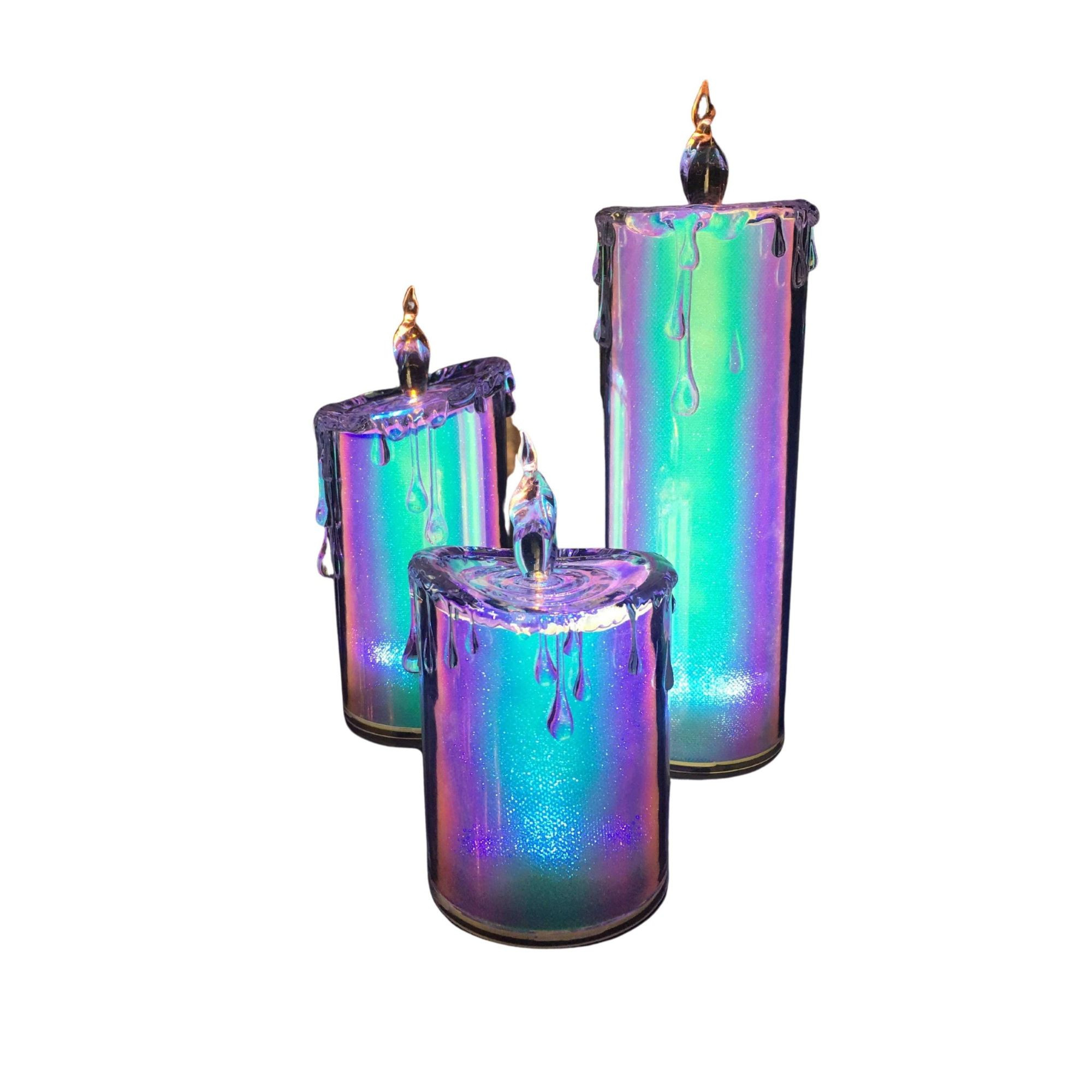 Set of 6 Multicolor Glitter LED Lighted Candles | Christmas Central
