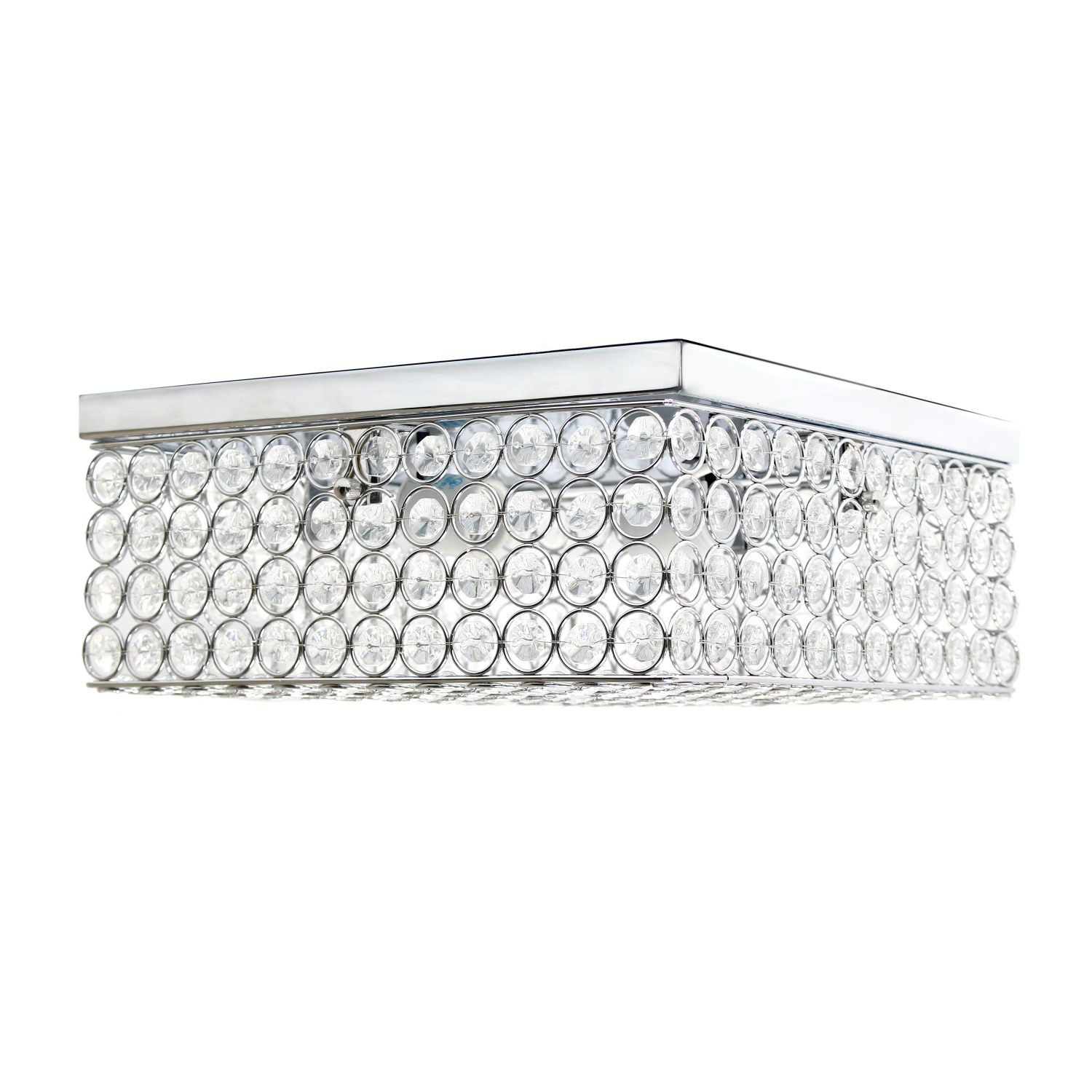 Crystal Drop 2-Light Square Ceiling Flush Mount - 12" - Chrome Finish ...