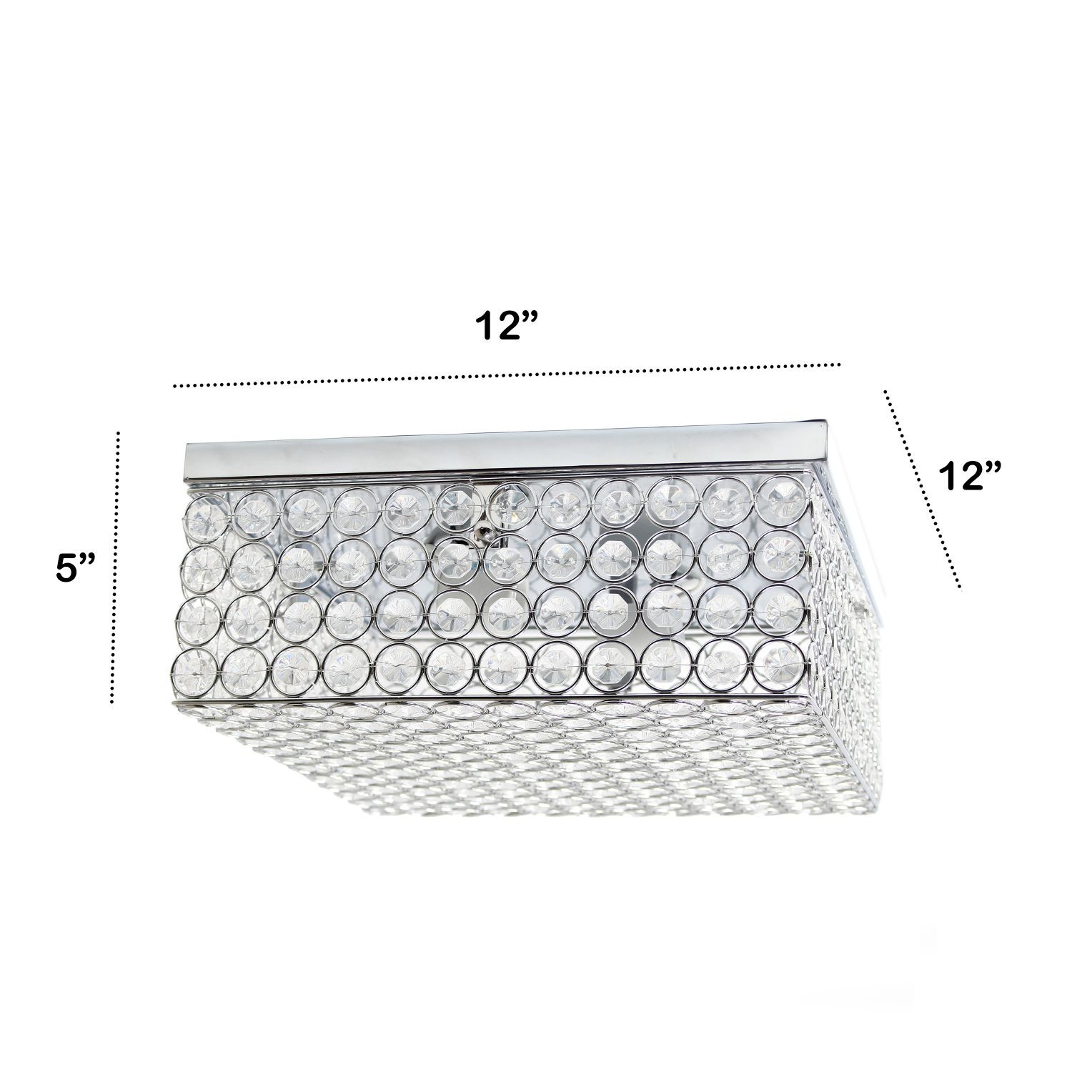Crystal Drop 2-Light Square Ceiling Flush Mount - 12" - Chrome Finish ...