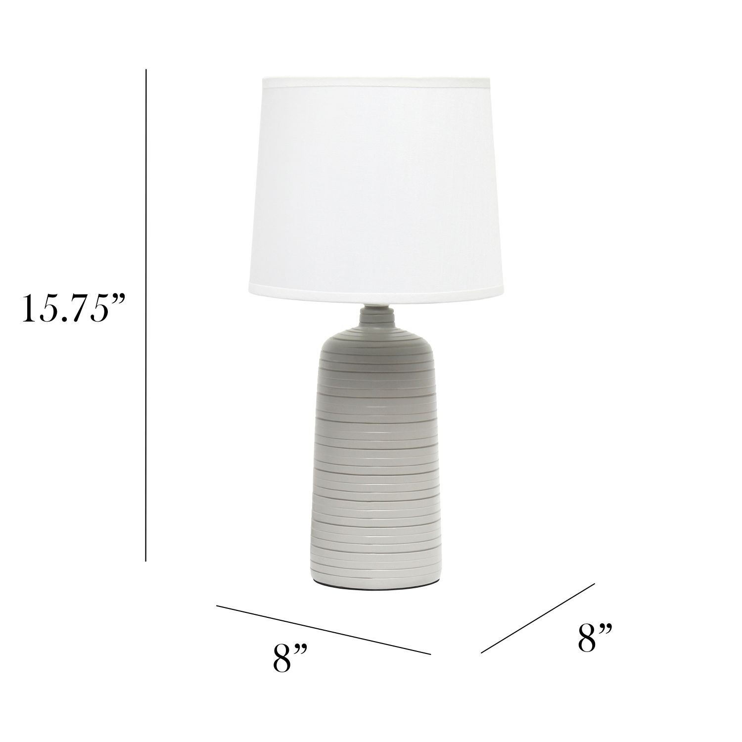 Linear Ceramic Table Lamp with Drum Shade - 15.75" - Taupe Gray & White ...