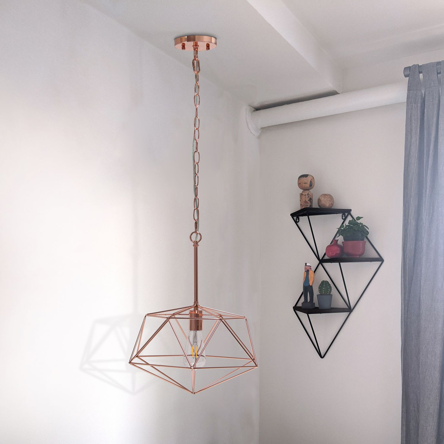 60" Rose Gold Wire Paragon Hanging Pendant Ceiling Light Fixture ...