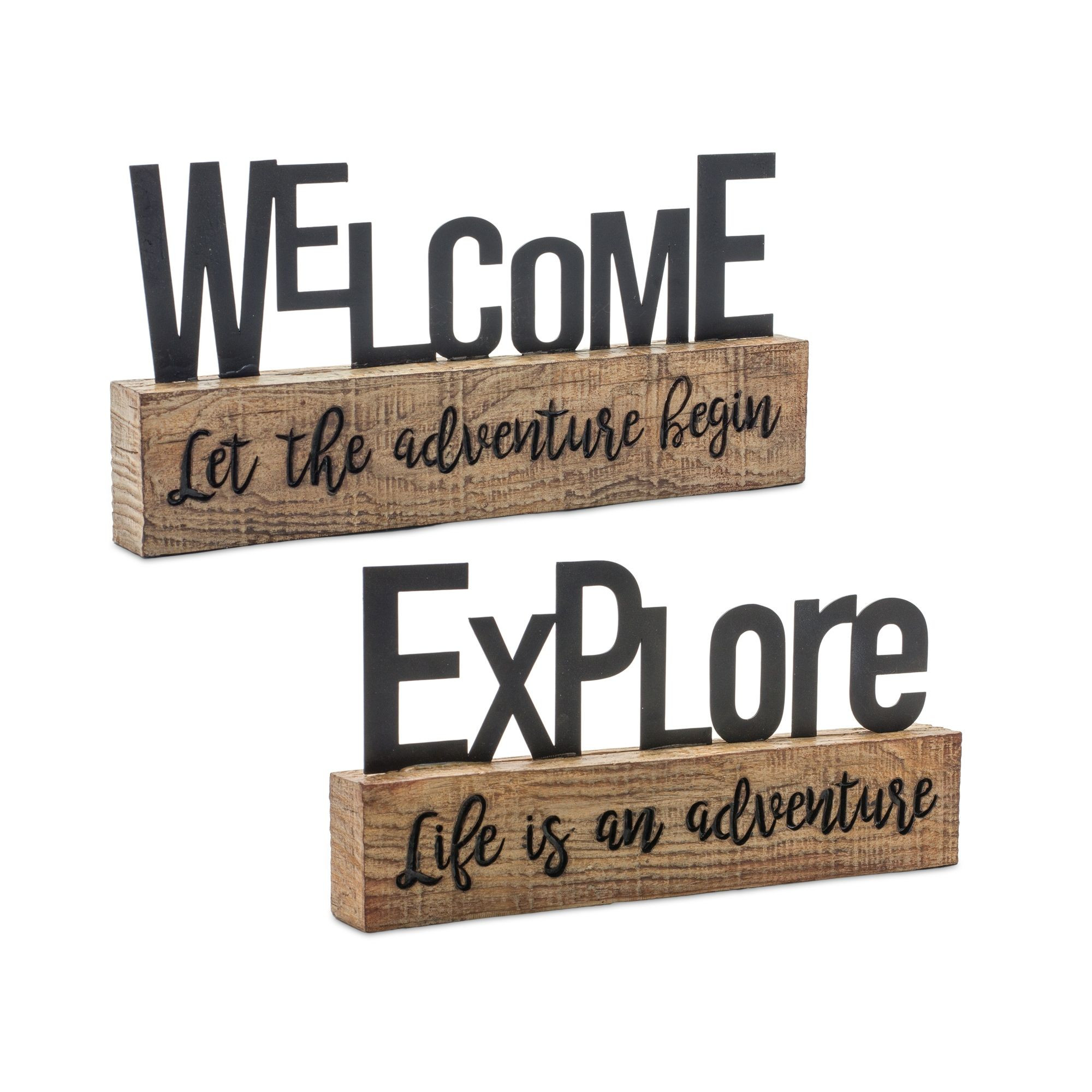 Set of 2 "Welcome Explore" Tabletop Signs 9" | Christmas Central