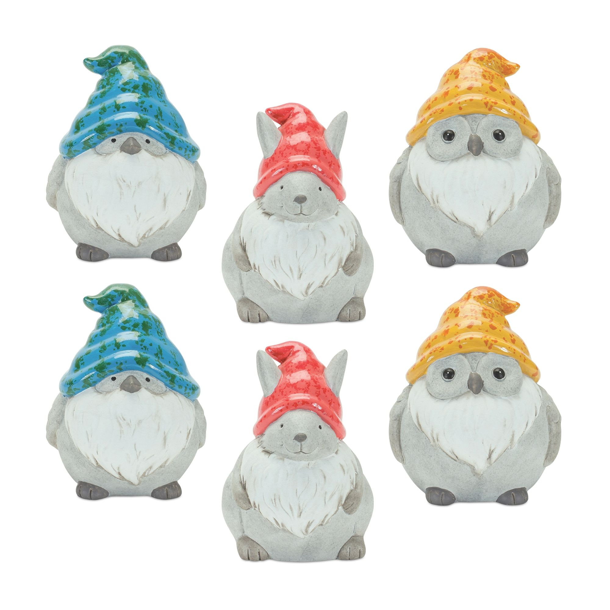 Set of 6 Gray & Red Animal Gnome Christmas Tabletop Figurines 5.5 ...
