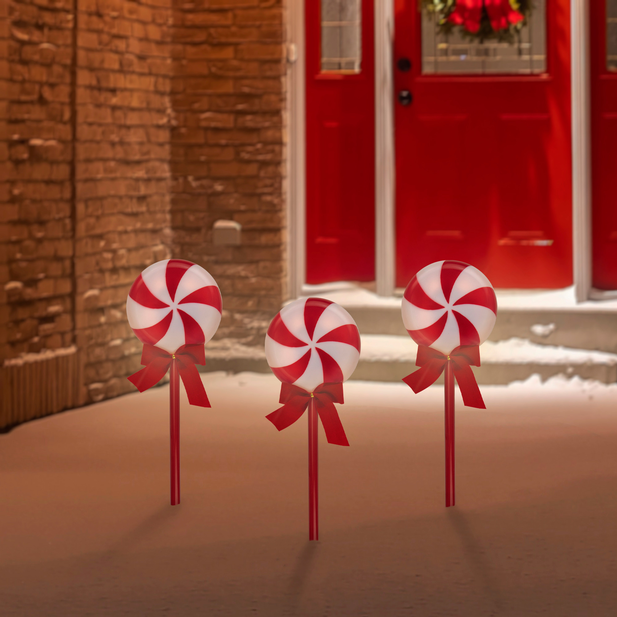 Peppermint Lollipops Christmas Pathway Markers - Clear Lights - 4.5 ...