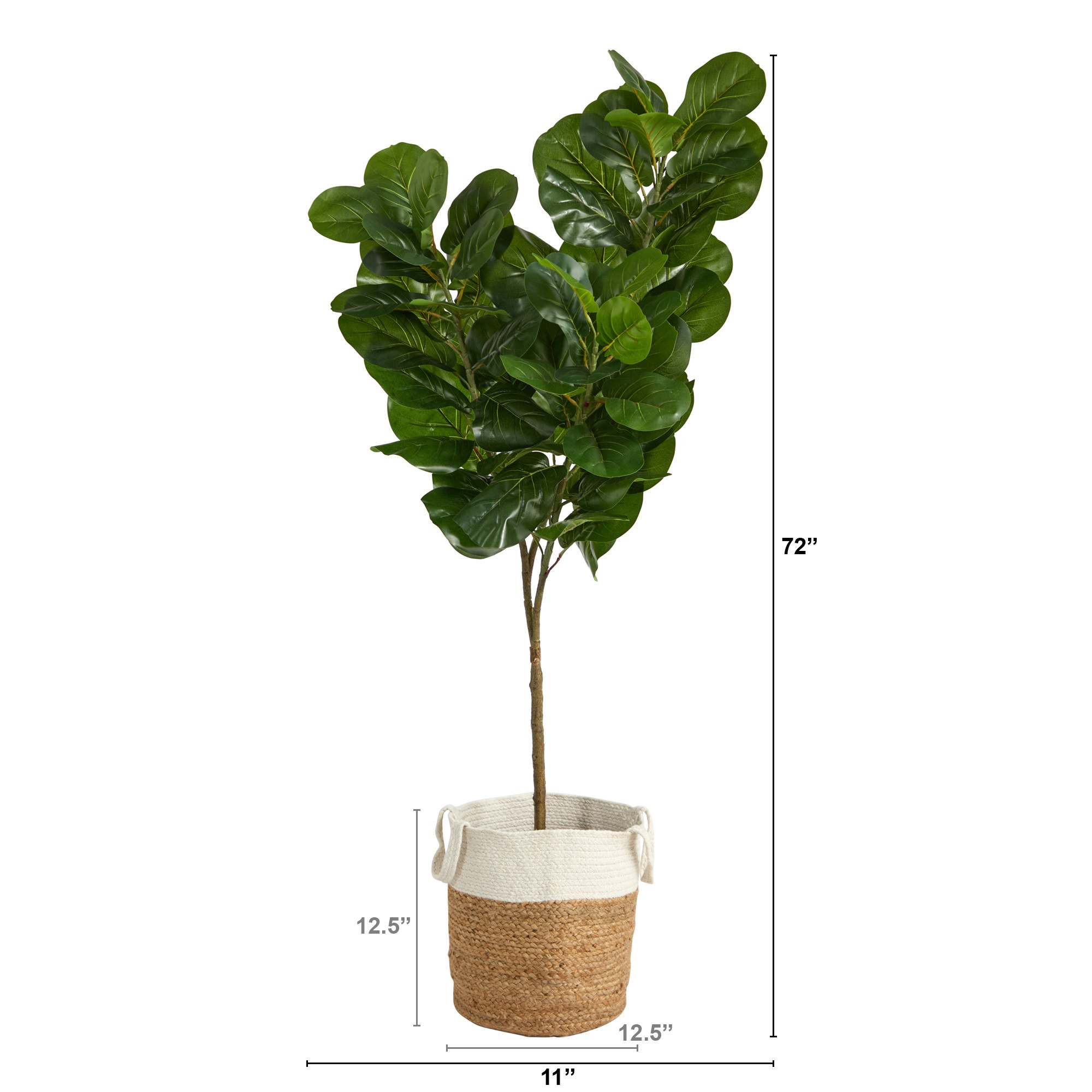 6' Fiddle Leaf Fig Artificial Tree in Decorative Handmade Basket ...