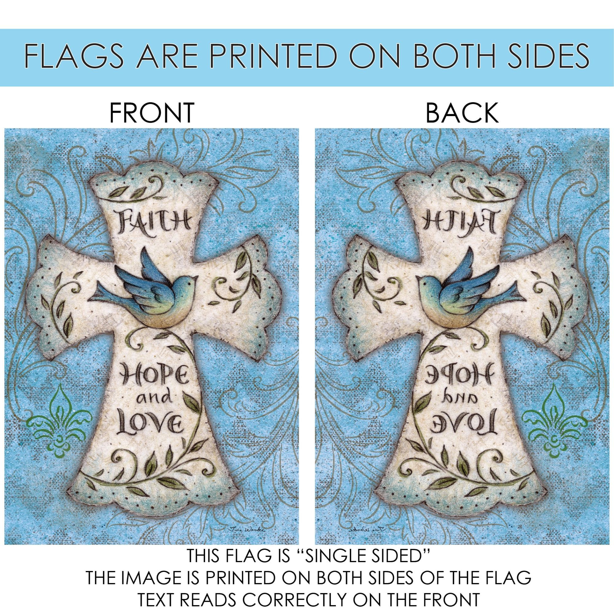 Blue & White Faith Hope Love Outdoor House Flag 40" x 28" | Christmas ...