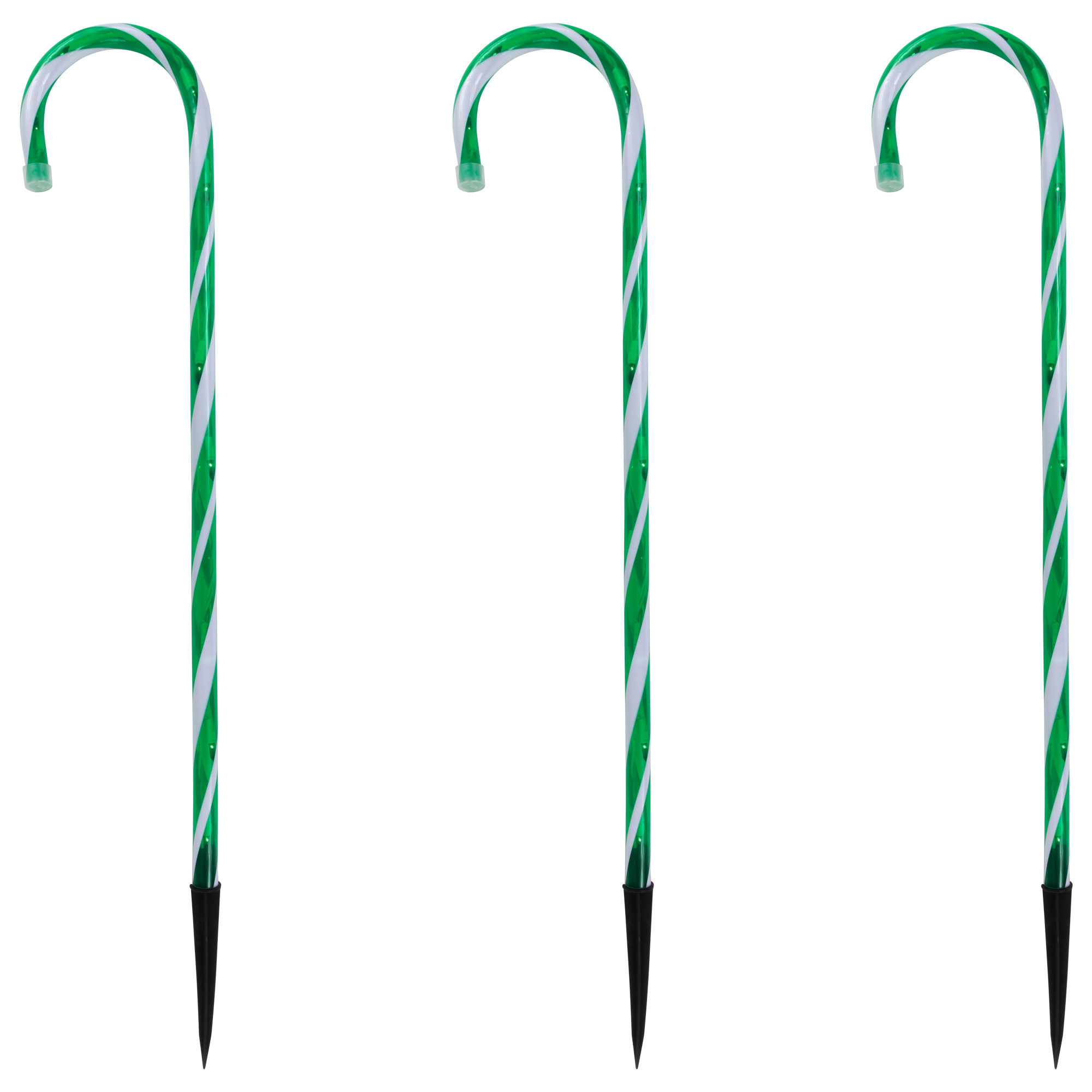 Set of 3 Green & White Twinkle Candy Cane Pathway Markers 26 ...