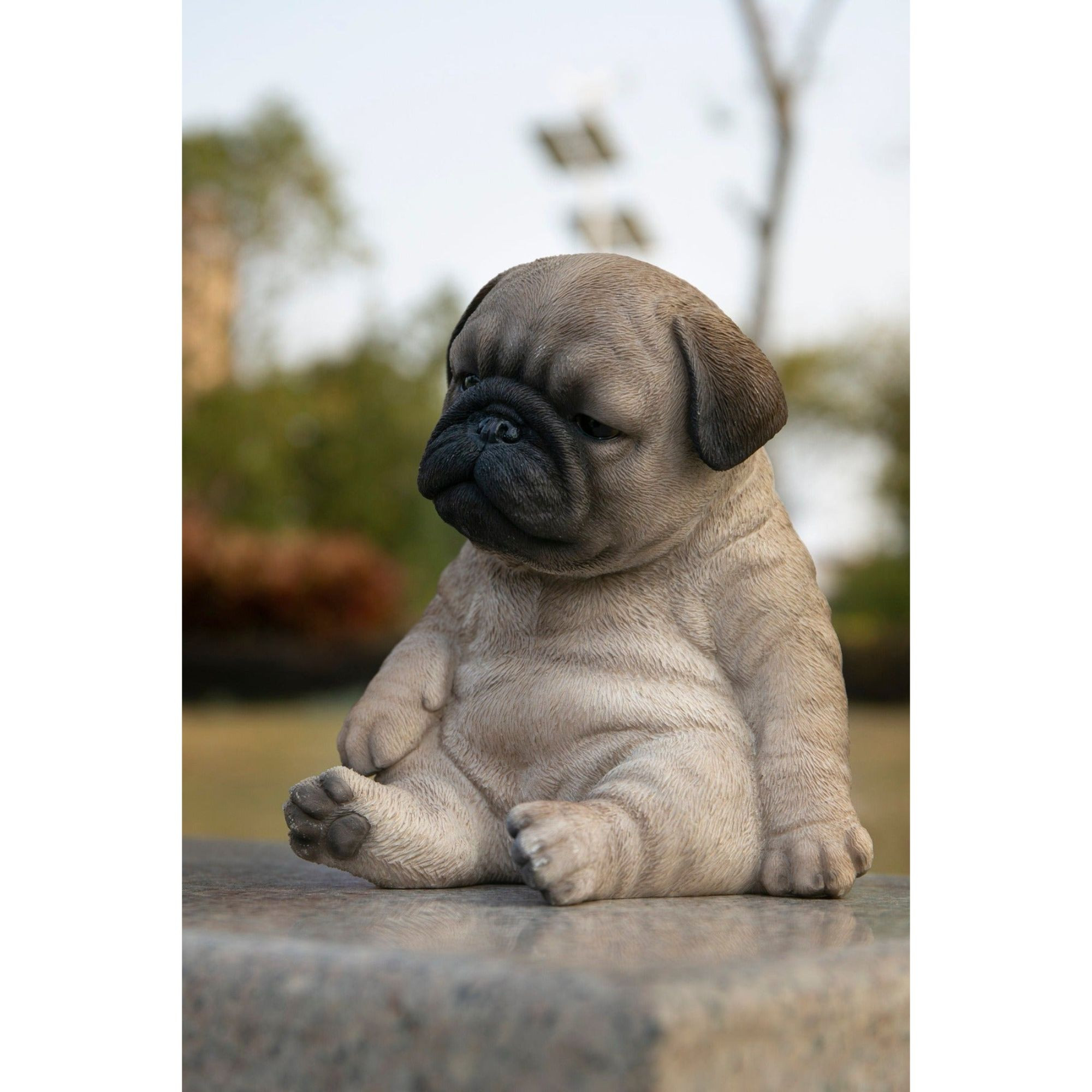 6.75" Sleepy Pug Puppy Outdoor Garden Statue | Christmas Central