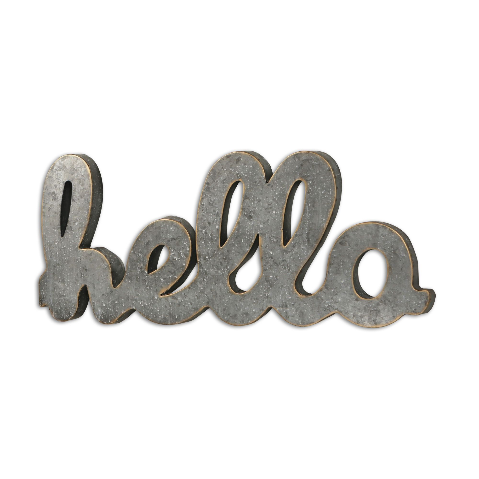 28" Gray Cursive Lettered Hello Wall Sign | Christmas Central