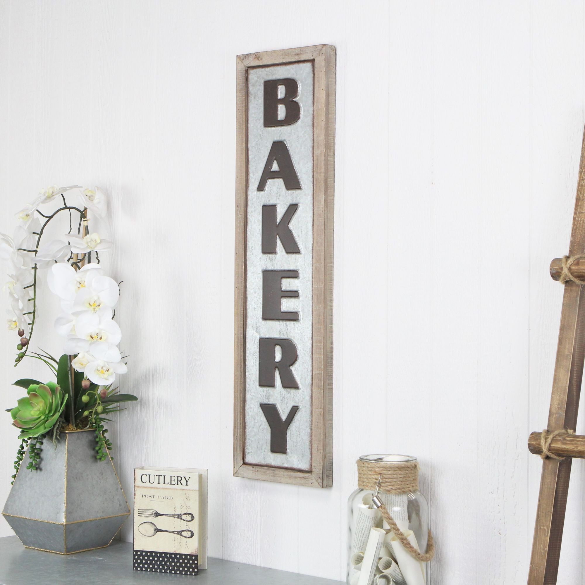 32" Vertical Galvanized BAKERY Rectangular Wall Sign | Christmas Central