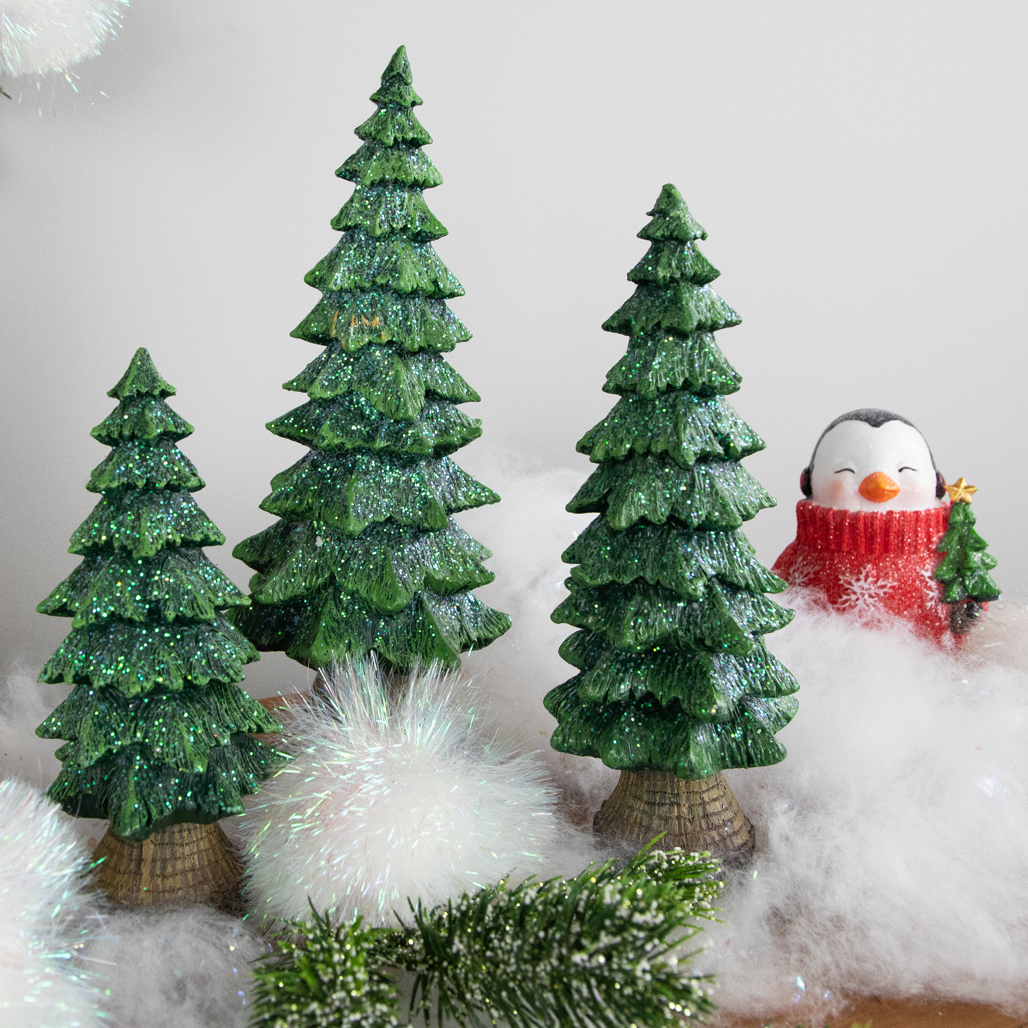 Glittered Pine Tree Christmas Decoration - 12" | Christmas Central