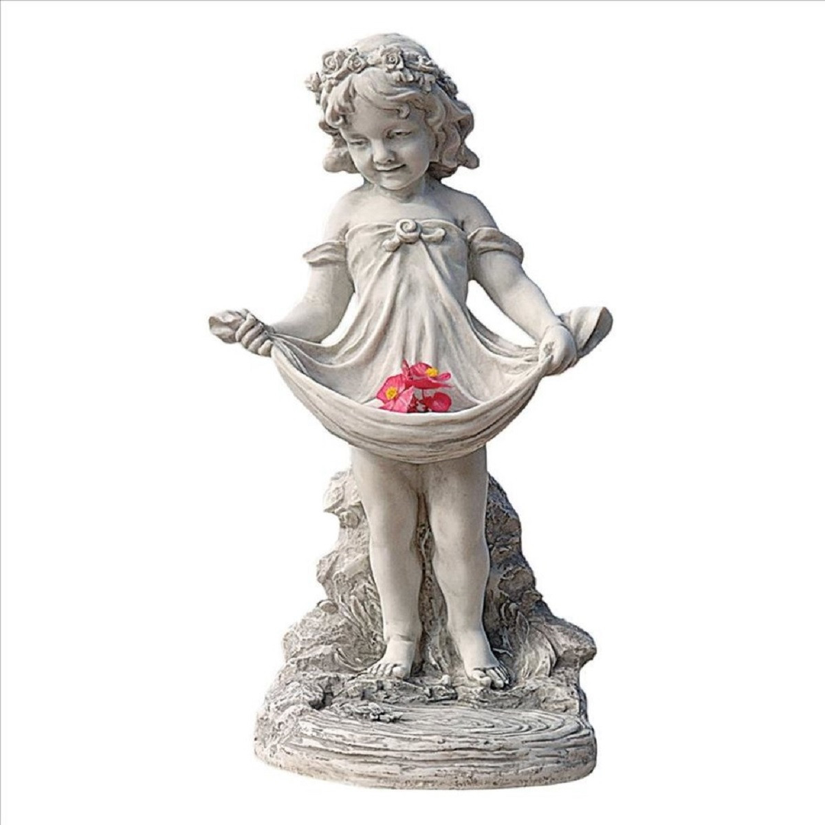 19.5" Abigail's Bountiful Apron Outdoor Garden Statue | Christmas Central