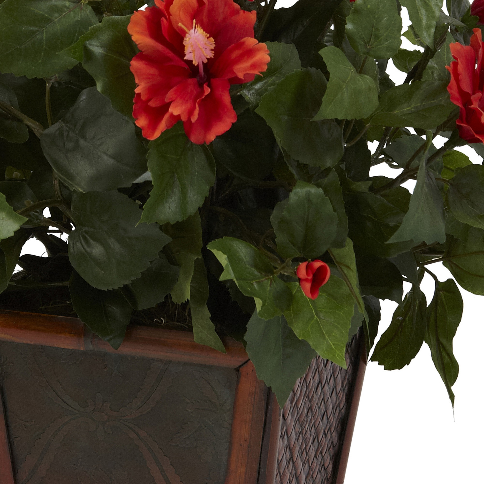 3.25' Double Hibiscus Artificial Topiary Plant in Planter | Christmas ...