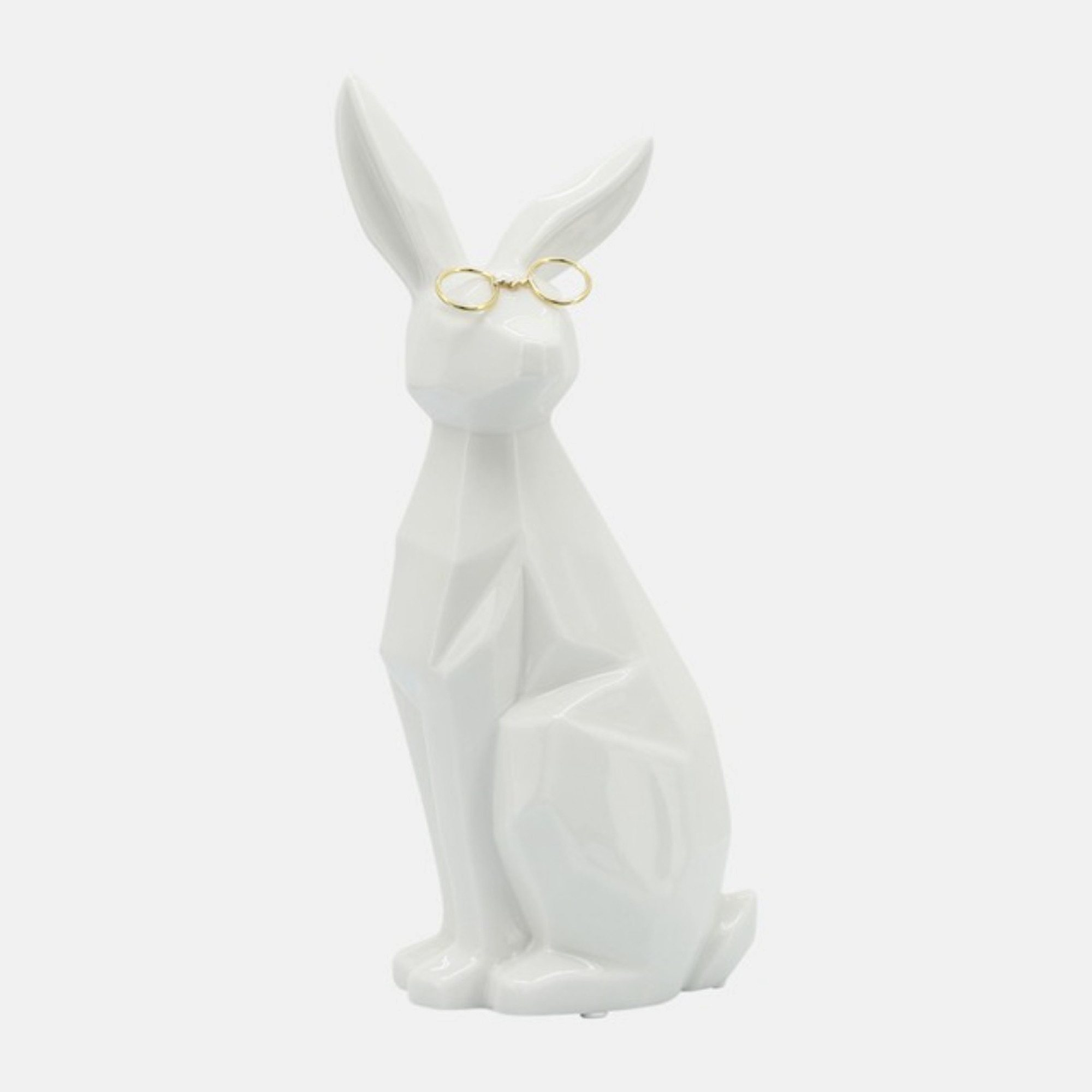 Ceramic Bunny with Eyeglass Tabletop Figurine - 11" - White & Gold ...