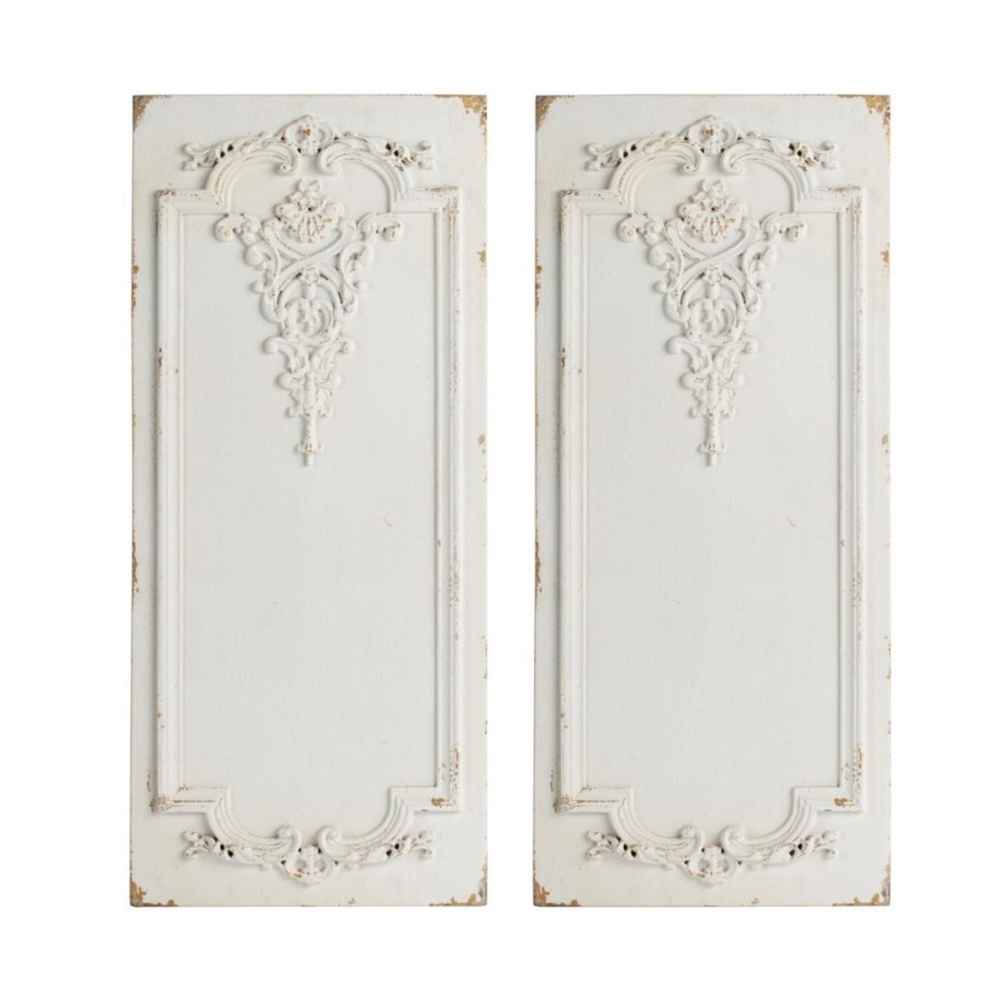 Set of 2 White Vintage Style Distressed Wall Panels 35.75" | Christmas ...