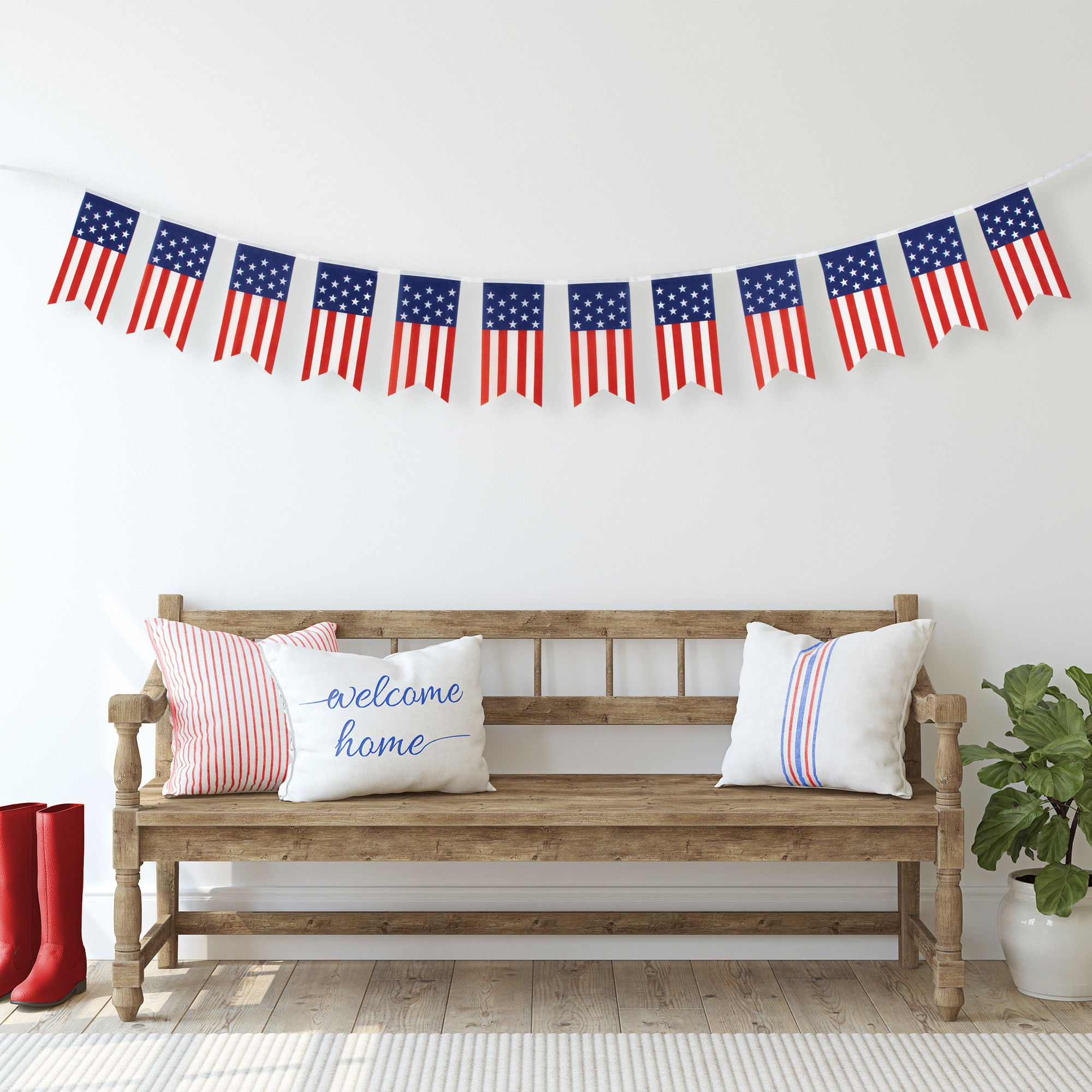 Americana USA Flag Swallowtail Hanging Wall Banner - 9.75' | Christmas ...