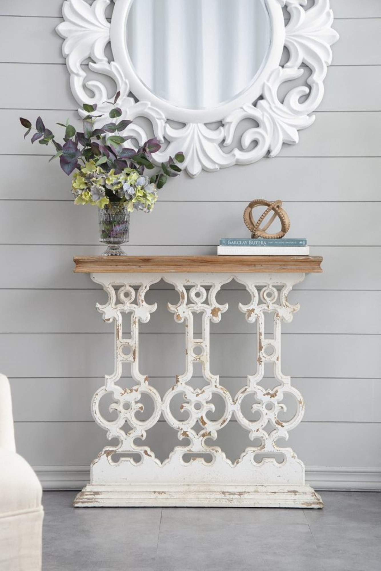 Classic Vintage White Wash Rectangular Console Table - 2.5' | Christmas ...