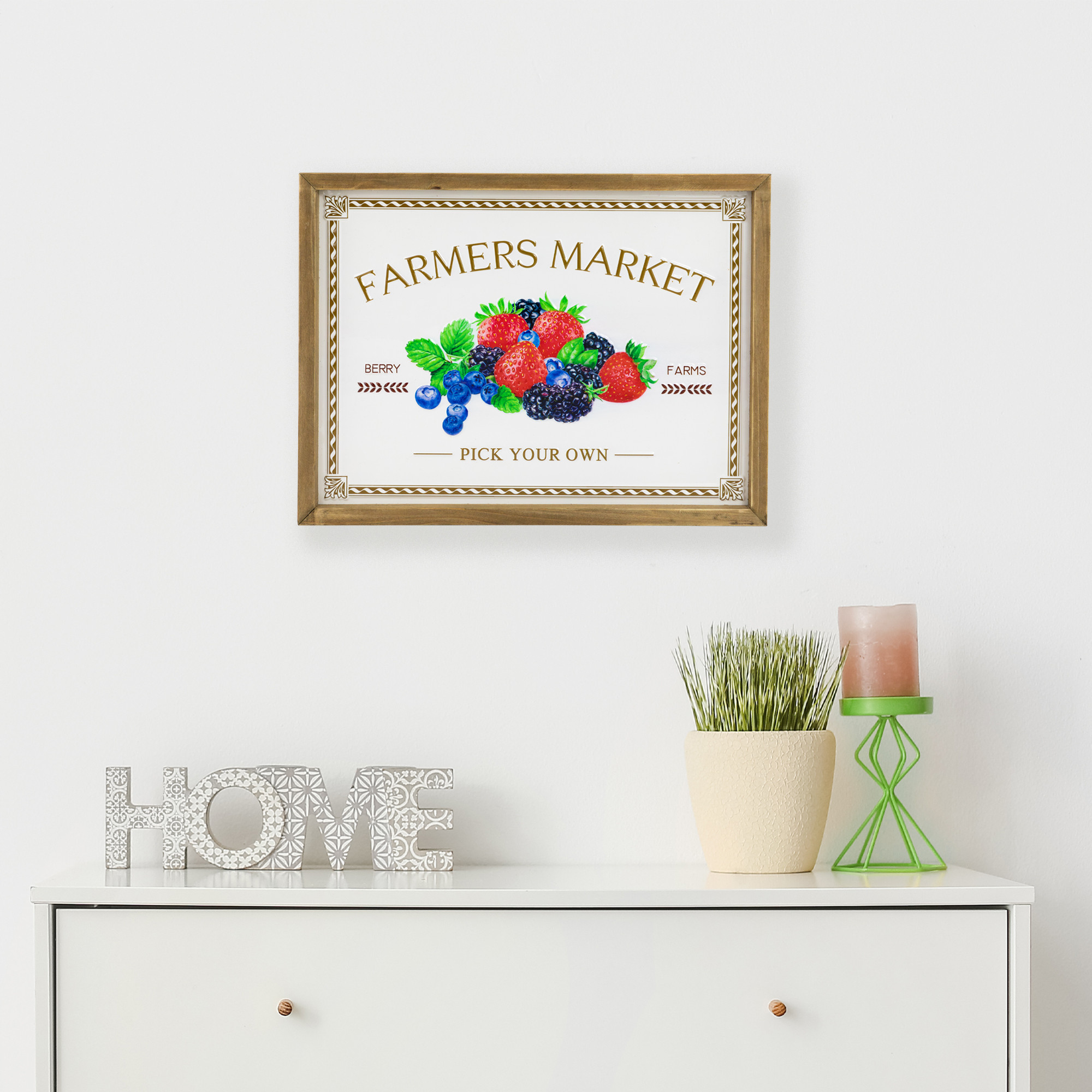 Farmers Market Framed Metal Wall Sign - 15.75" | Christmas Central