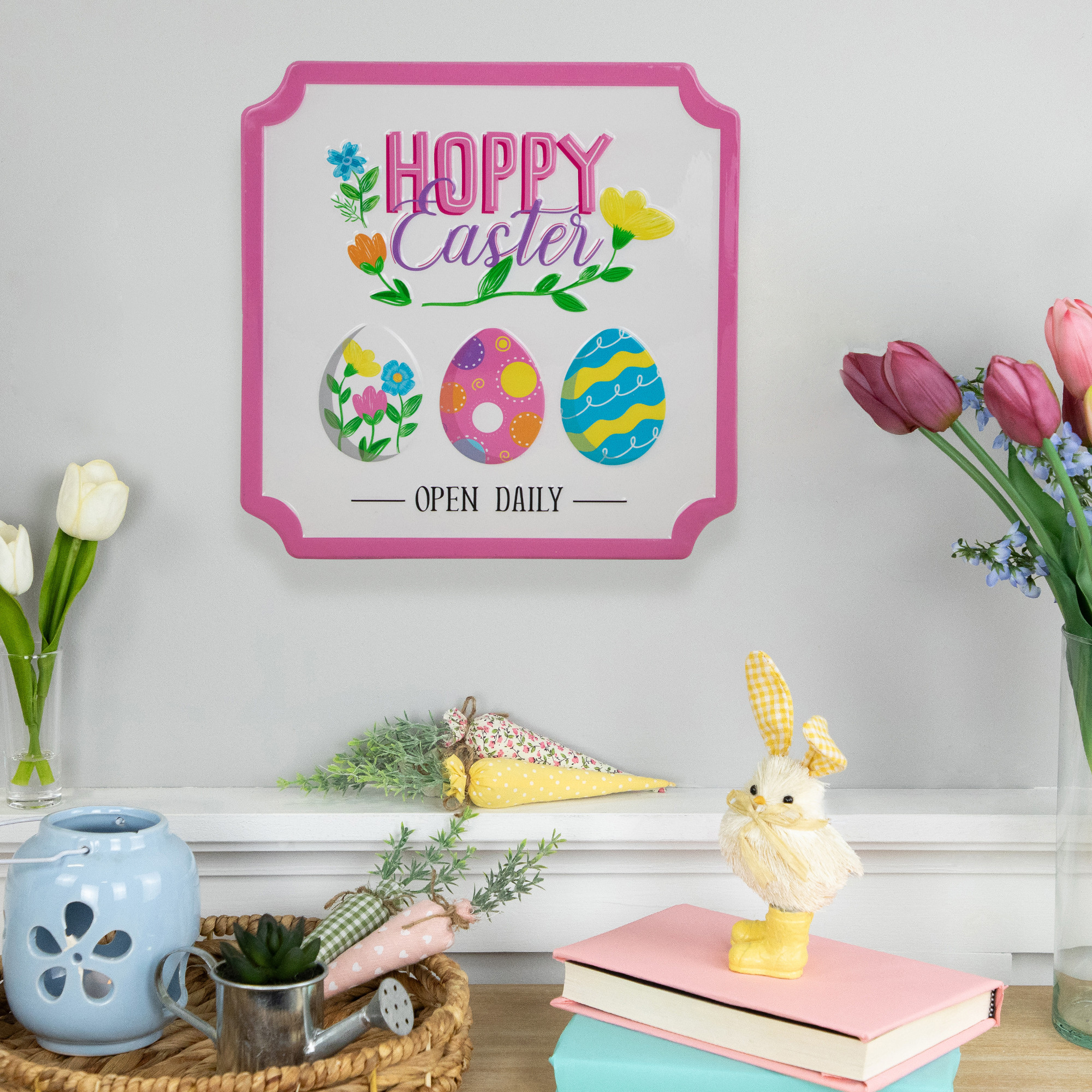 Hoppy Easter Open Daily Metal Wall Sign - 9.75" | Christmas Central