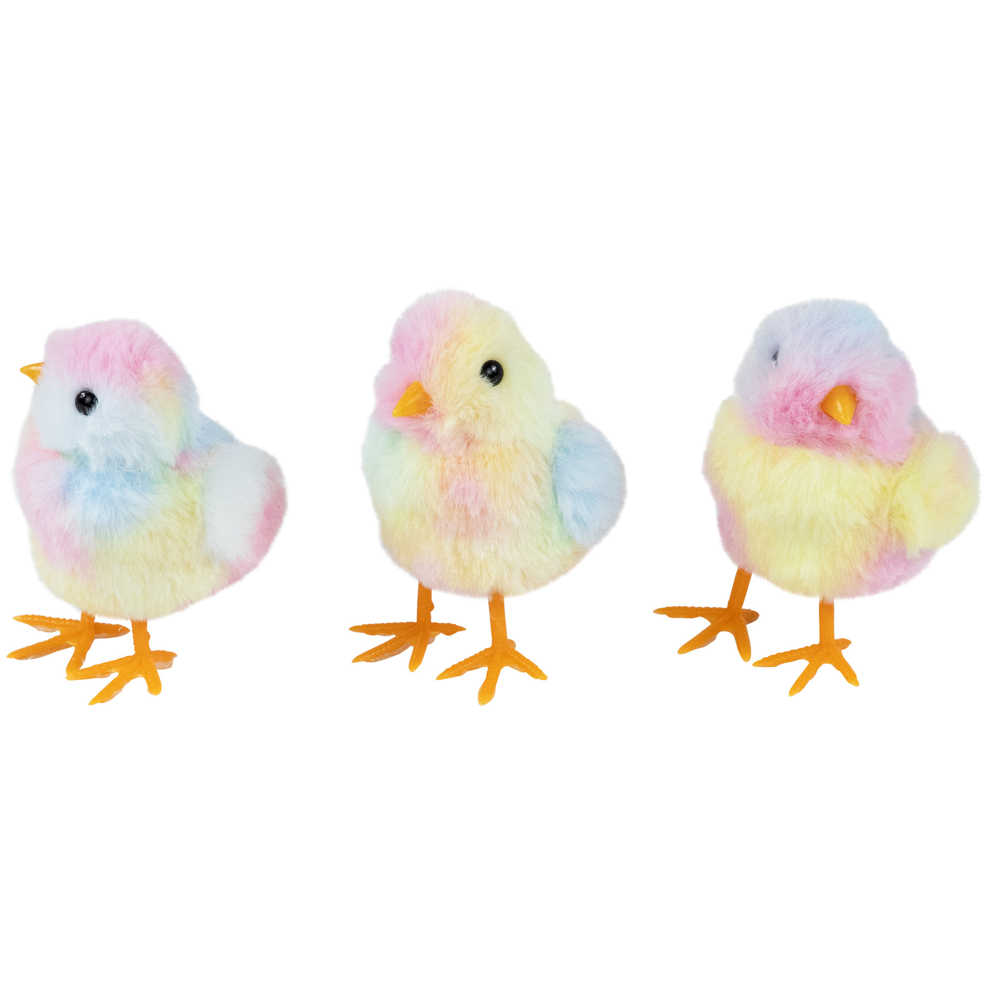 Plush Tie Dye Easter Chick Figurines - 4.25" - Set of 3 | Christmas Central