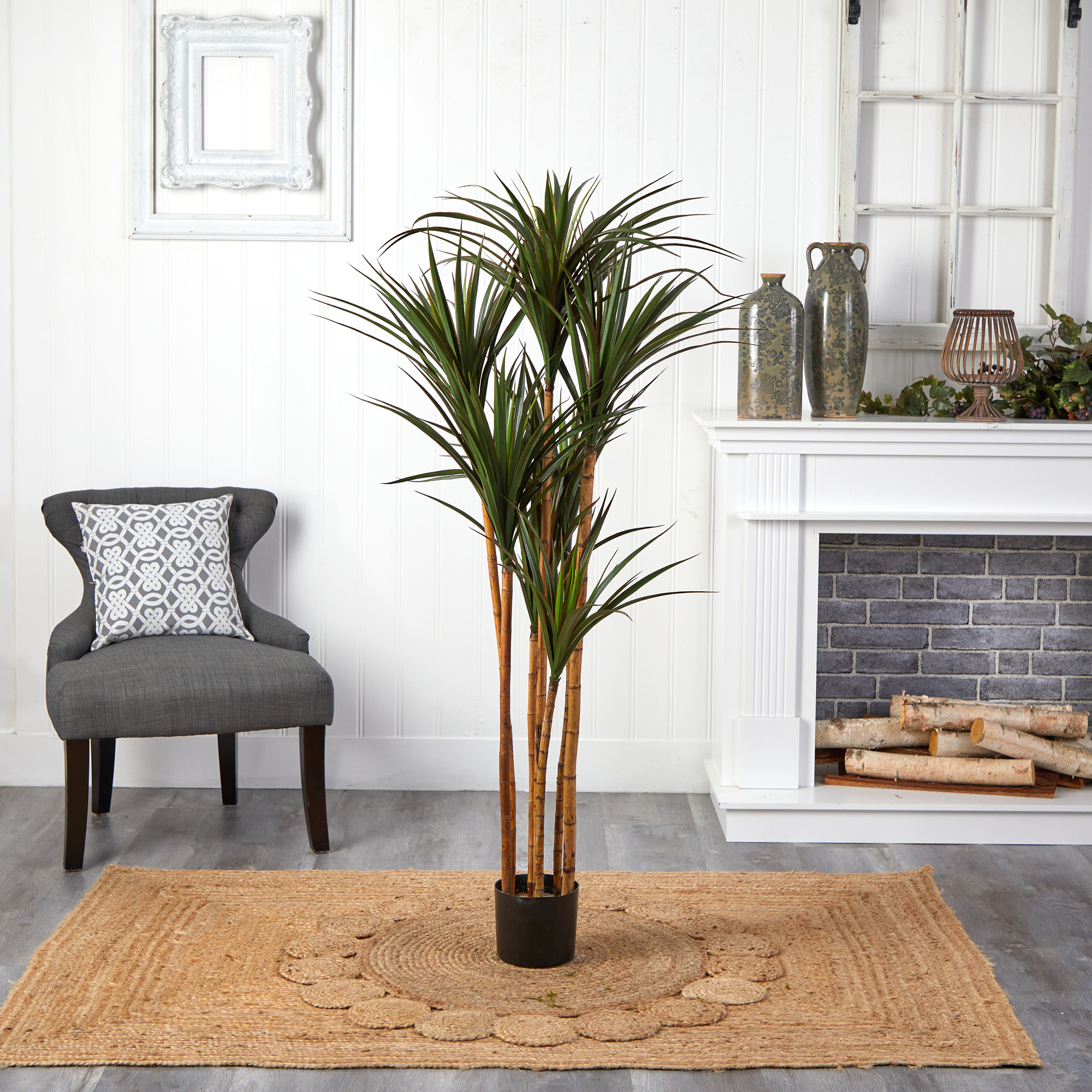 5.5' Artificial Giant Yucca Tree with Black Pot | Christmas Central