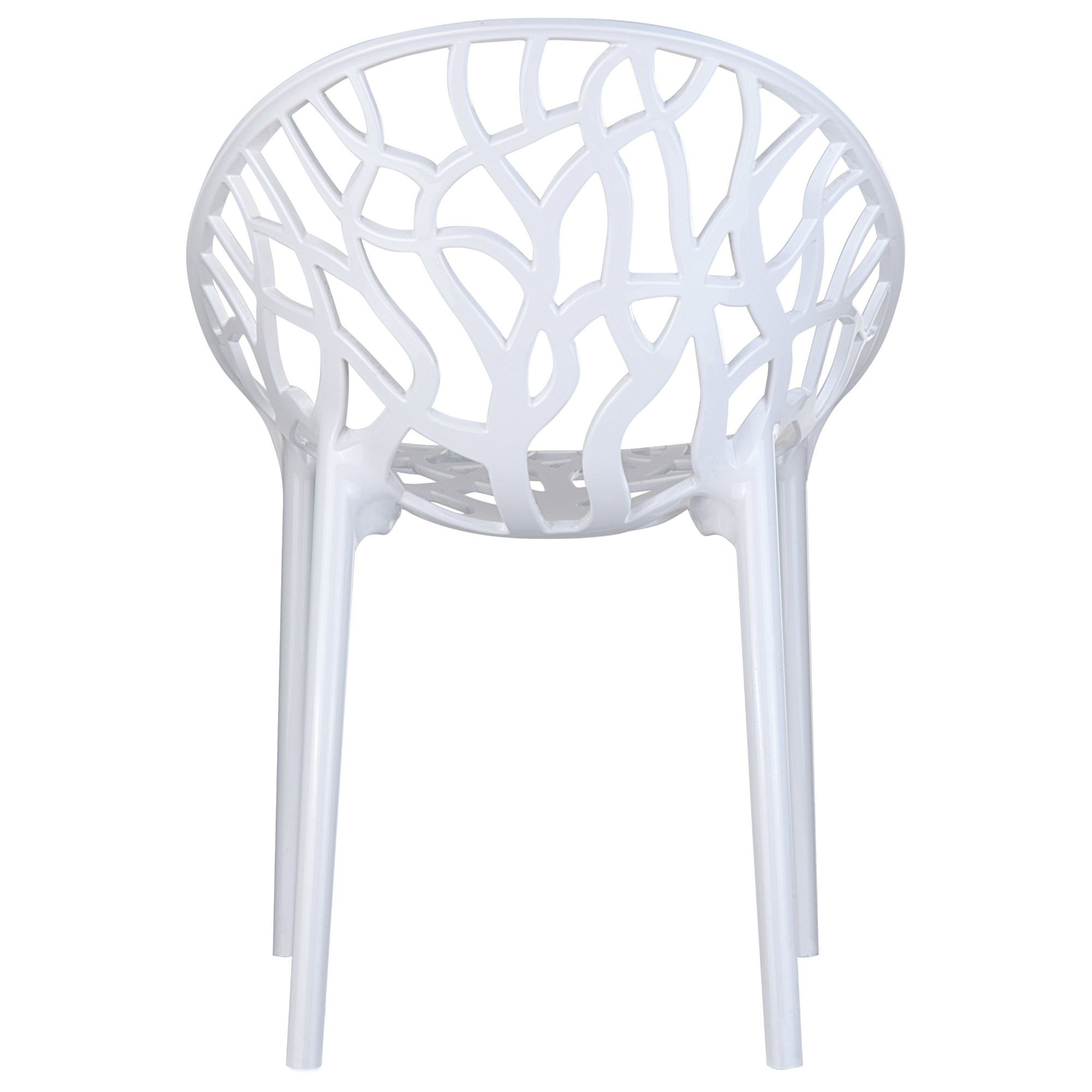 31" White Glossy Stackable Outdoor Patio Dining Chair | Christmas Central