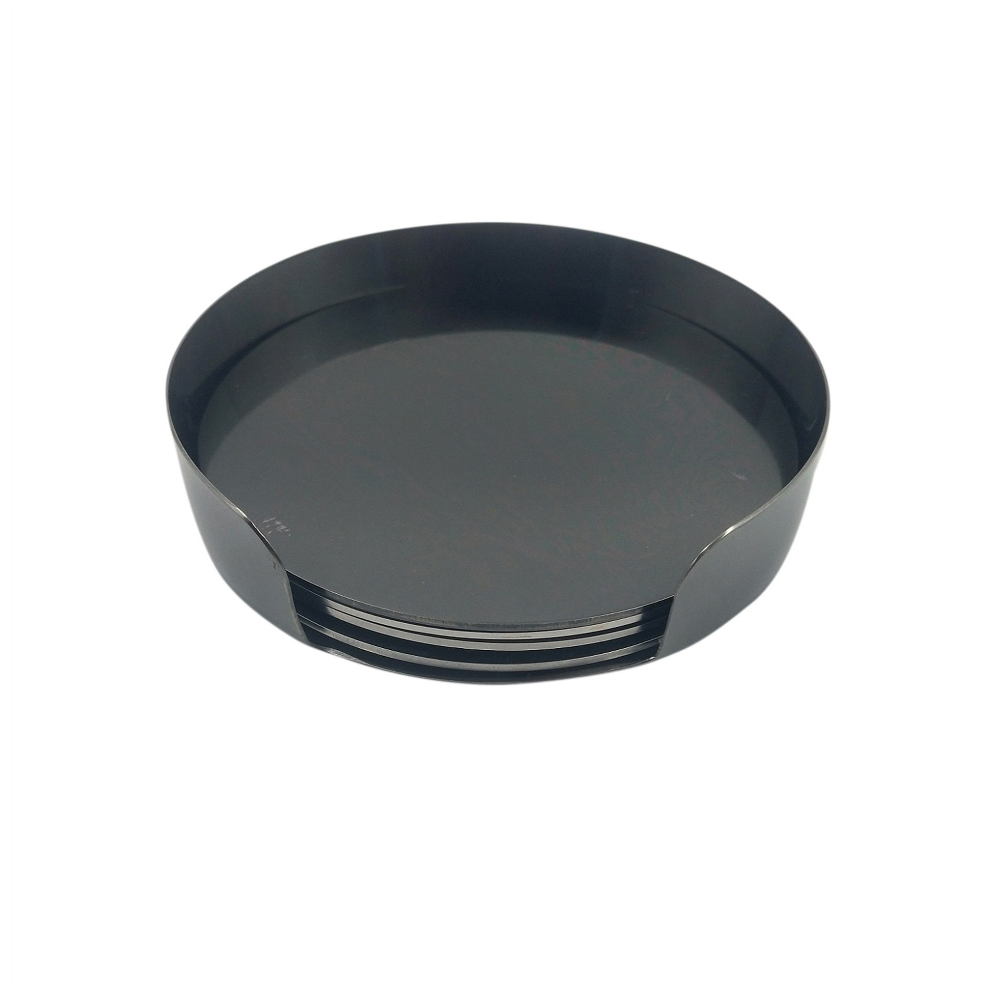 Stainless Steel Coasters - 4" - Black - Set of 4 | Christmas Central