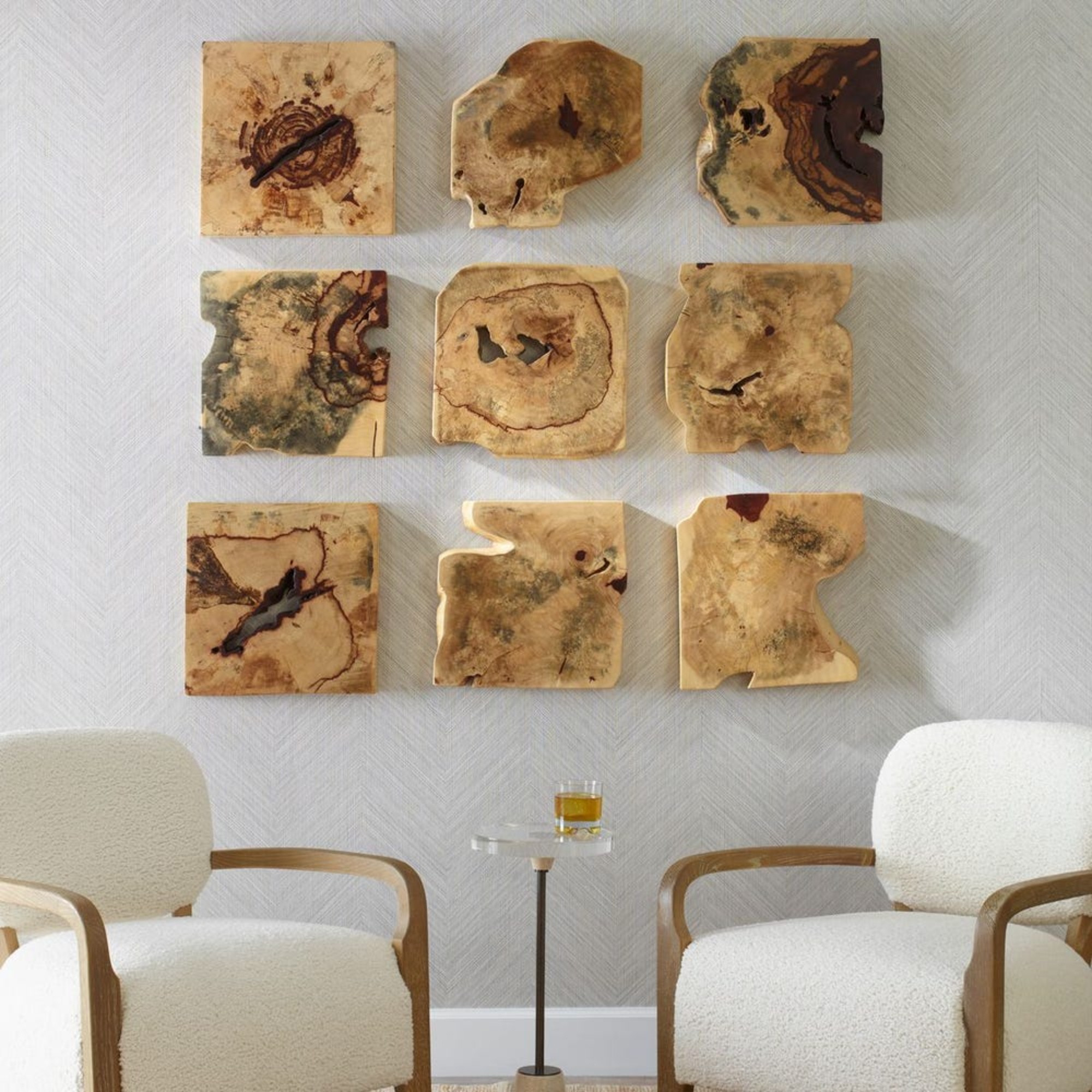 Tamarind Wood Cross Section Wall Art - 16" - Brown & Black - Set of 9 ...