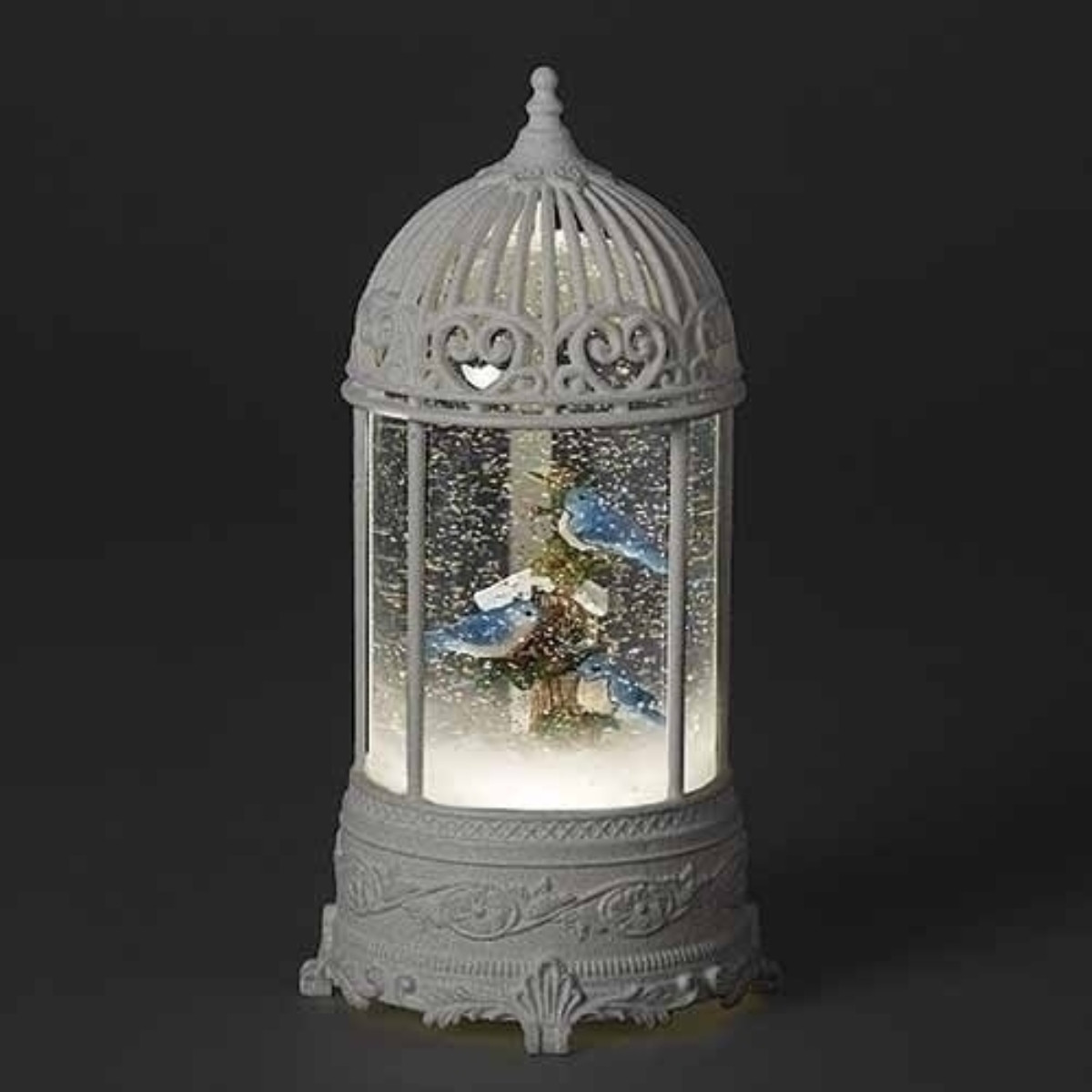 10.5" Silver & Blue LED Swirl Bird Cage Christmas Tabletop Decor ...