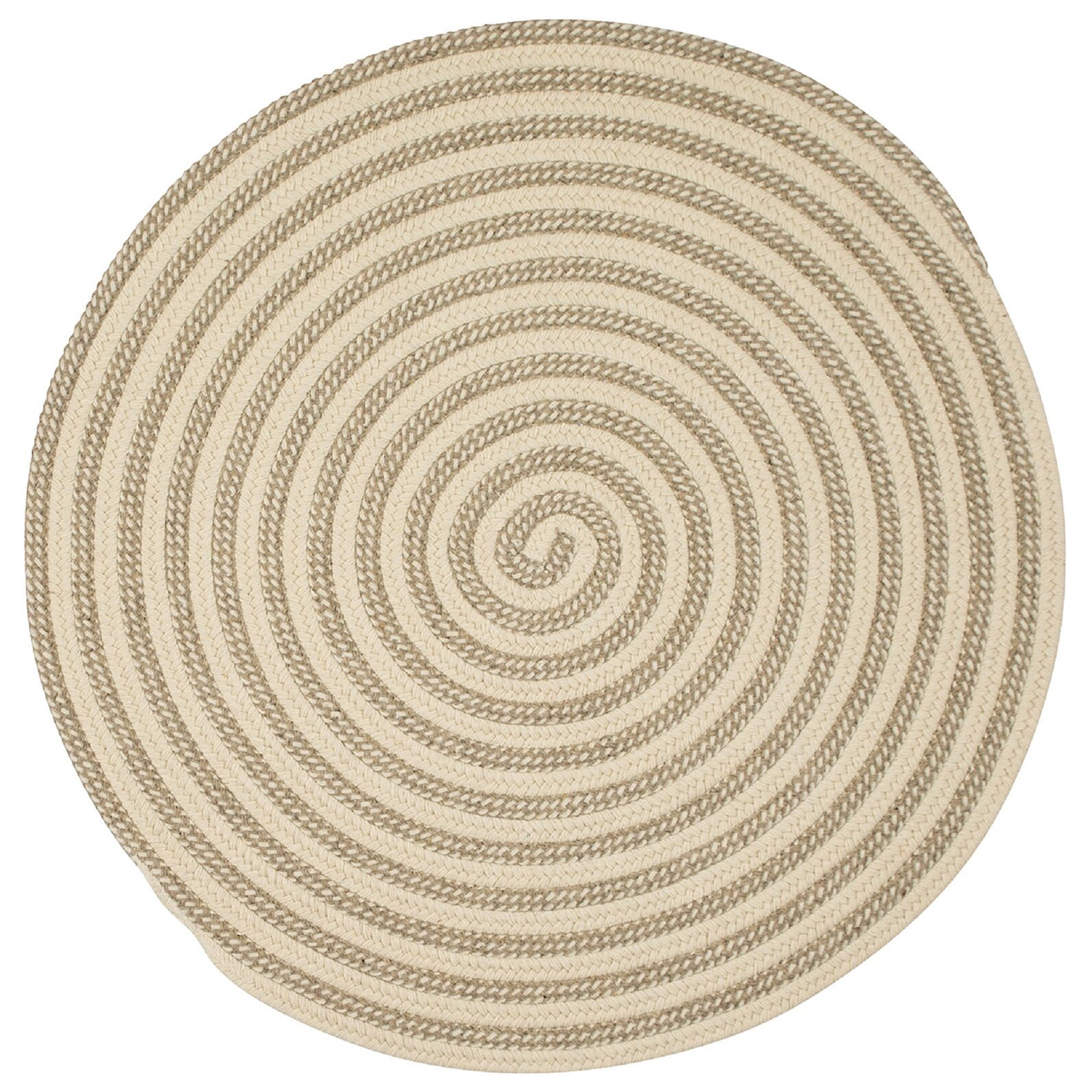 7' Natural Beige Round Braided Area Throw Rug | Christmas Central