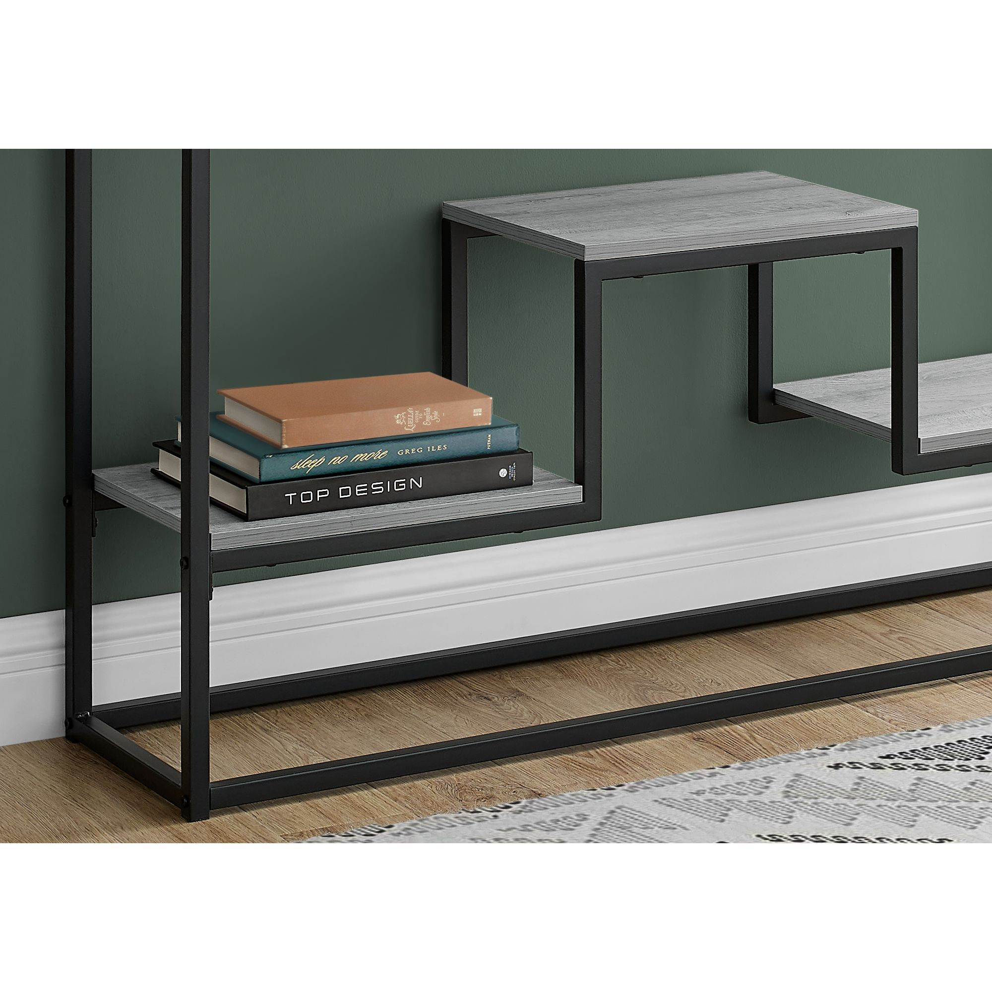48" Gray Contemporary Rectangular Console Table with Storage ...