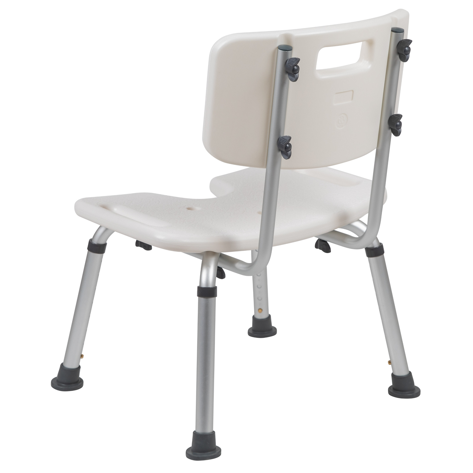 33.75" White Adjustable Bath & Shower Chair with U-Shaped Cutout ...