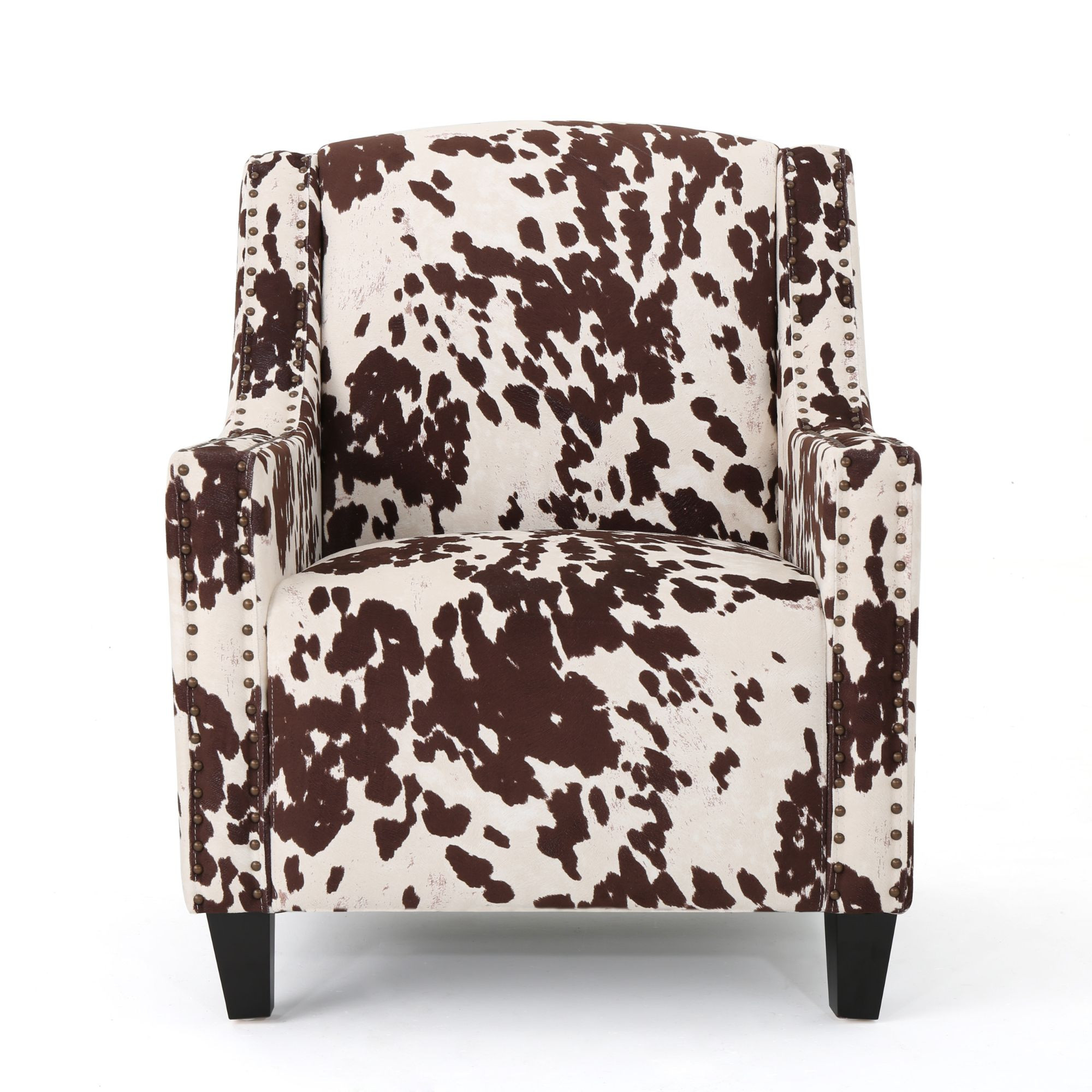 37.5" Brown & White Hand Crafted Contemporary Studded Milk Cow Club ...