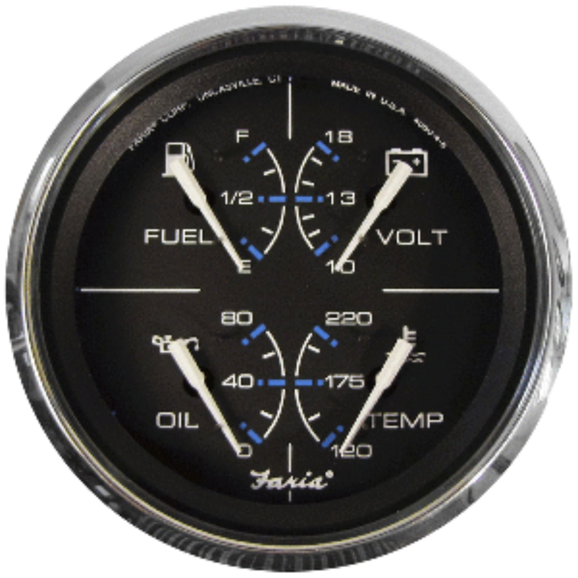6" Black & Stainless Standard Sailboat Deck Multimeter Gauge ...