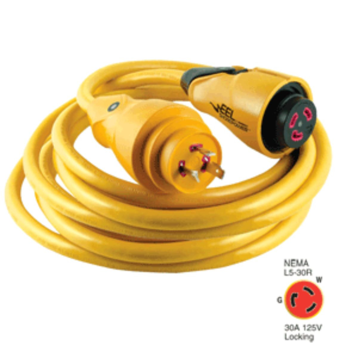 50' Yellow & Black EEL 30A 125V Shore Power Cordset | Christmas Central