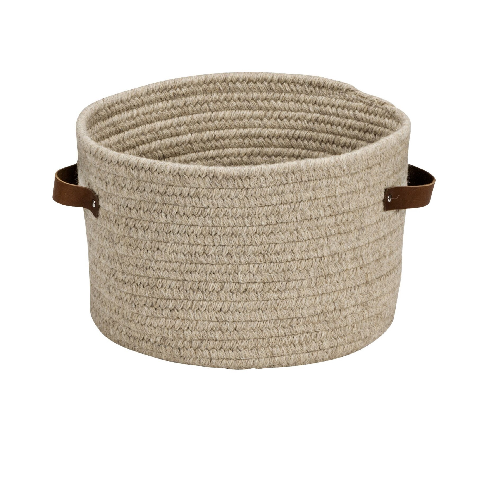 14" Wheat Beige Round Handmade Braided Storage Basket | Christmas Central