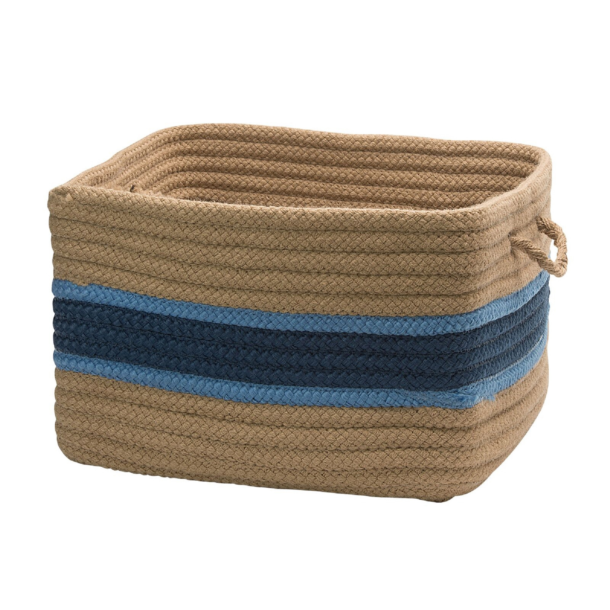 14" Midnight Blue, Neutral Brown & Federal Blue Square Handmade Braided ...