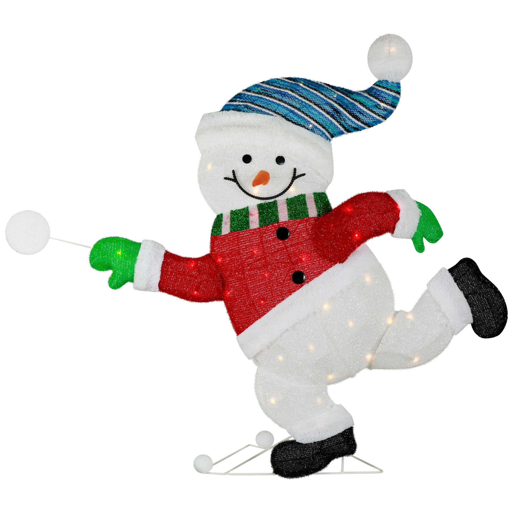 Lighted Snowman with Snowball Outdoor Christmas Decoration - 36.25 ...