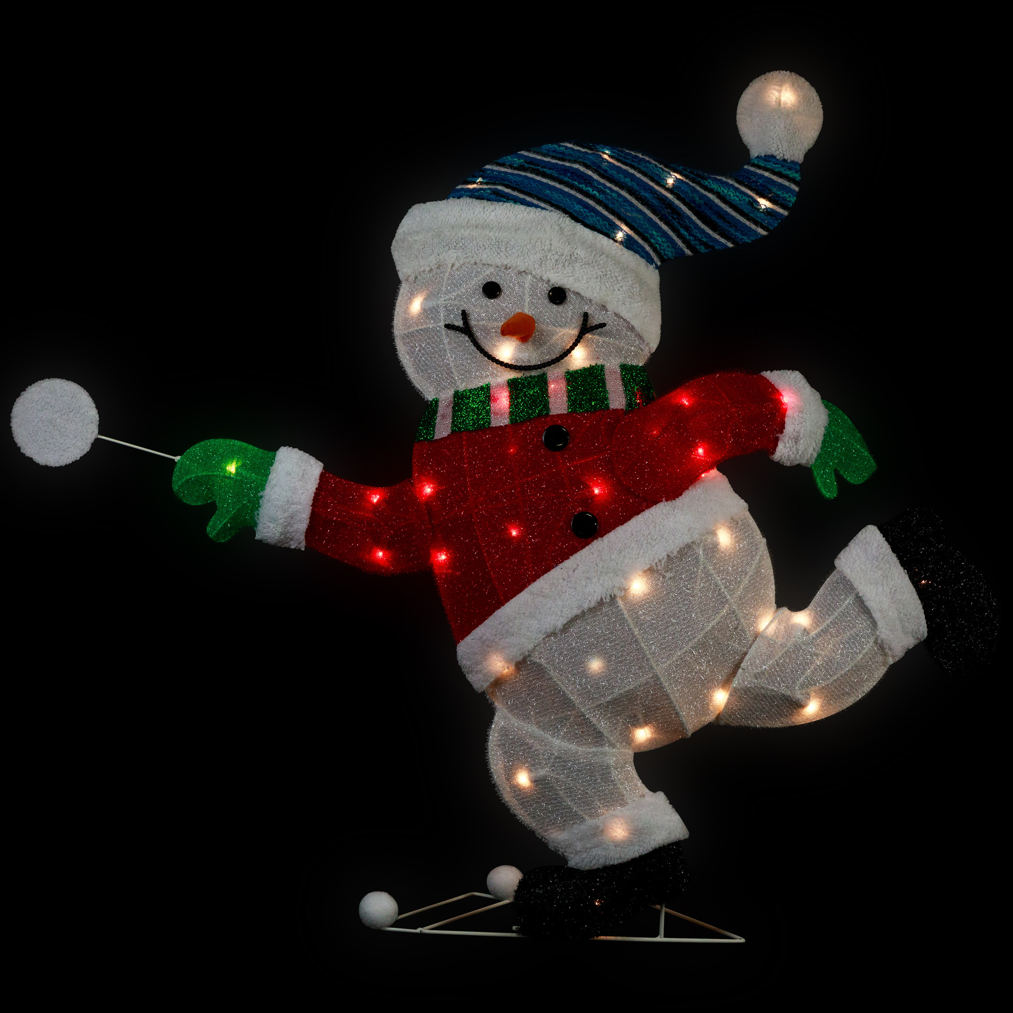 Lighted Snowman with Snowball Outdoor Christmas Decoration - 36.25 ...