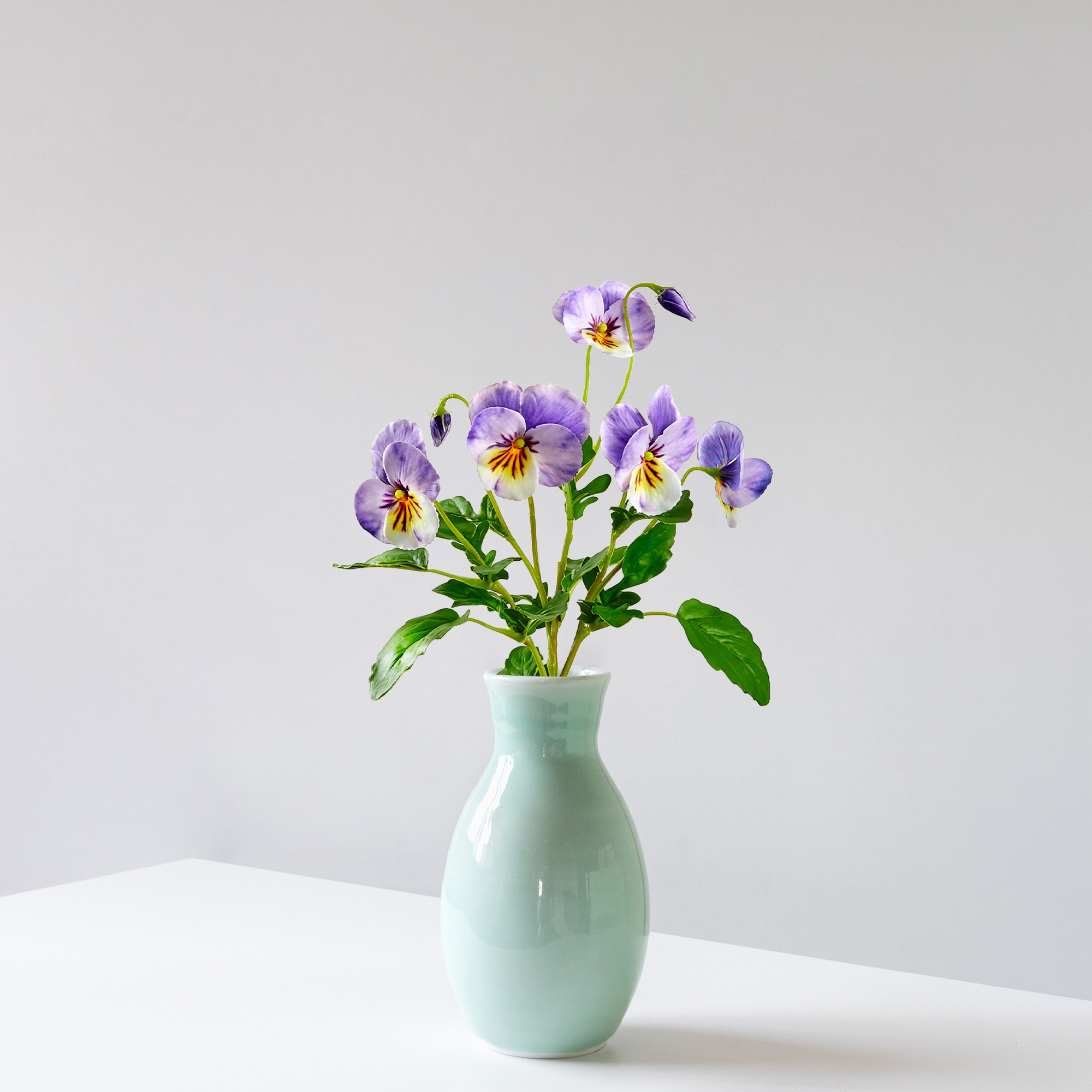 Two-Tone Pansy Artificial Floral Spray - 15" - Amethyst Purple ...