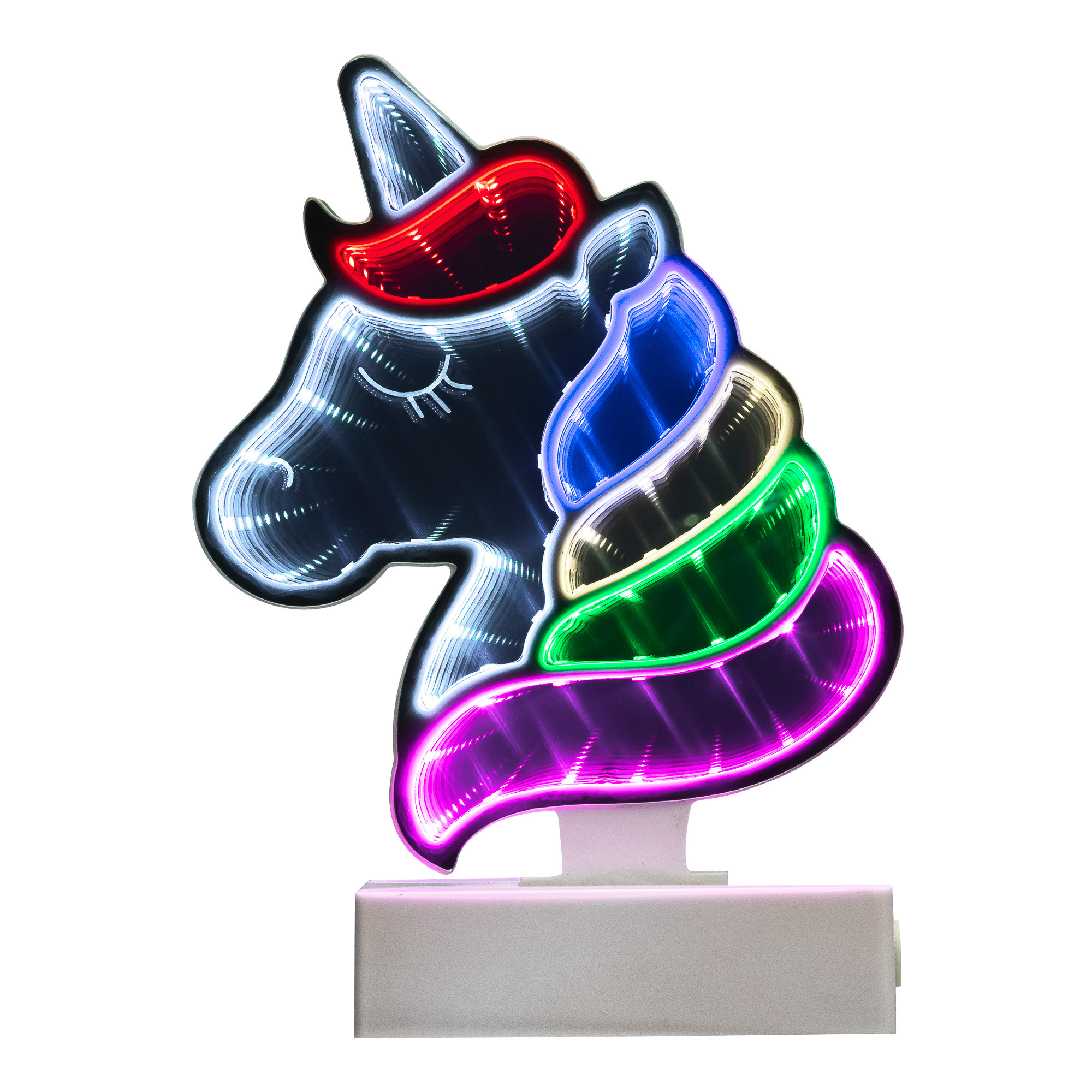 LED Lighted 3D Unicorn Infinity Mirror - 8" | Christmas Central