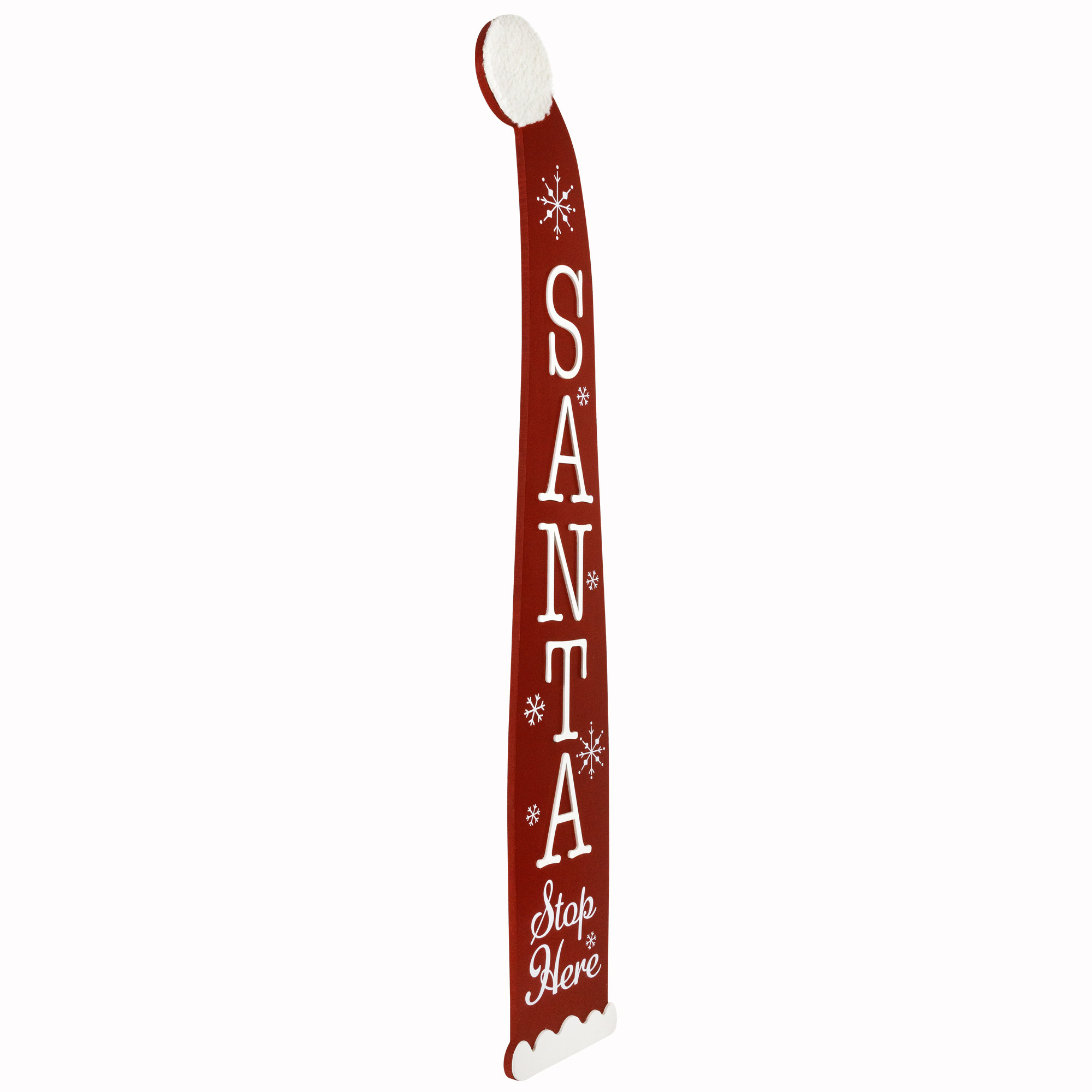 Santa Stop Here Christmas Hat Porch Sign - 35" | Christmas Central