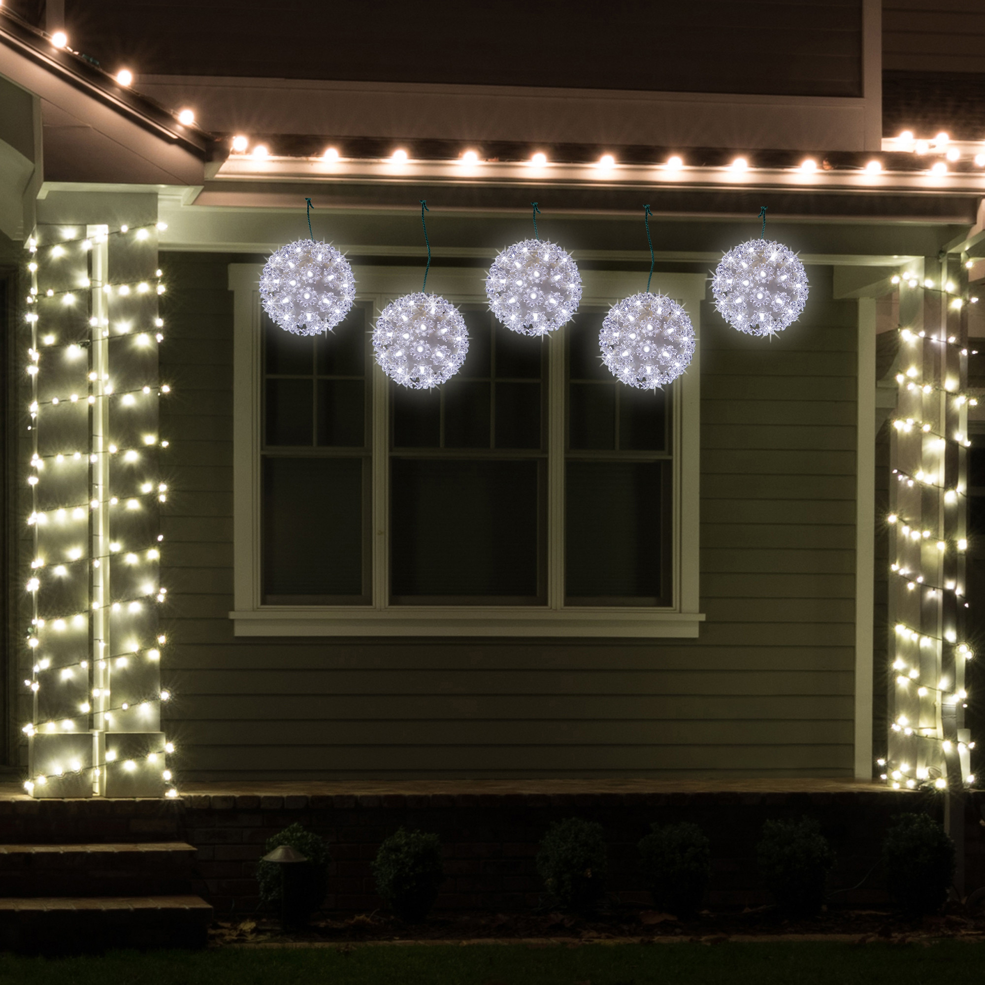 LED Lighted Starlight Sphere Hanging Outdoor Christmas Decoration- 6 ...