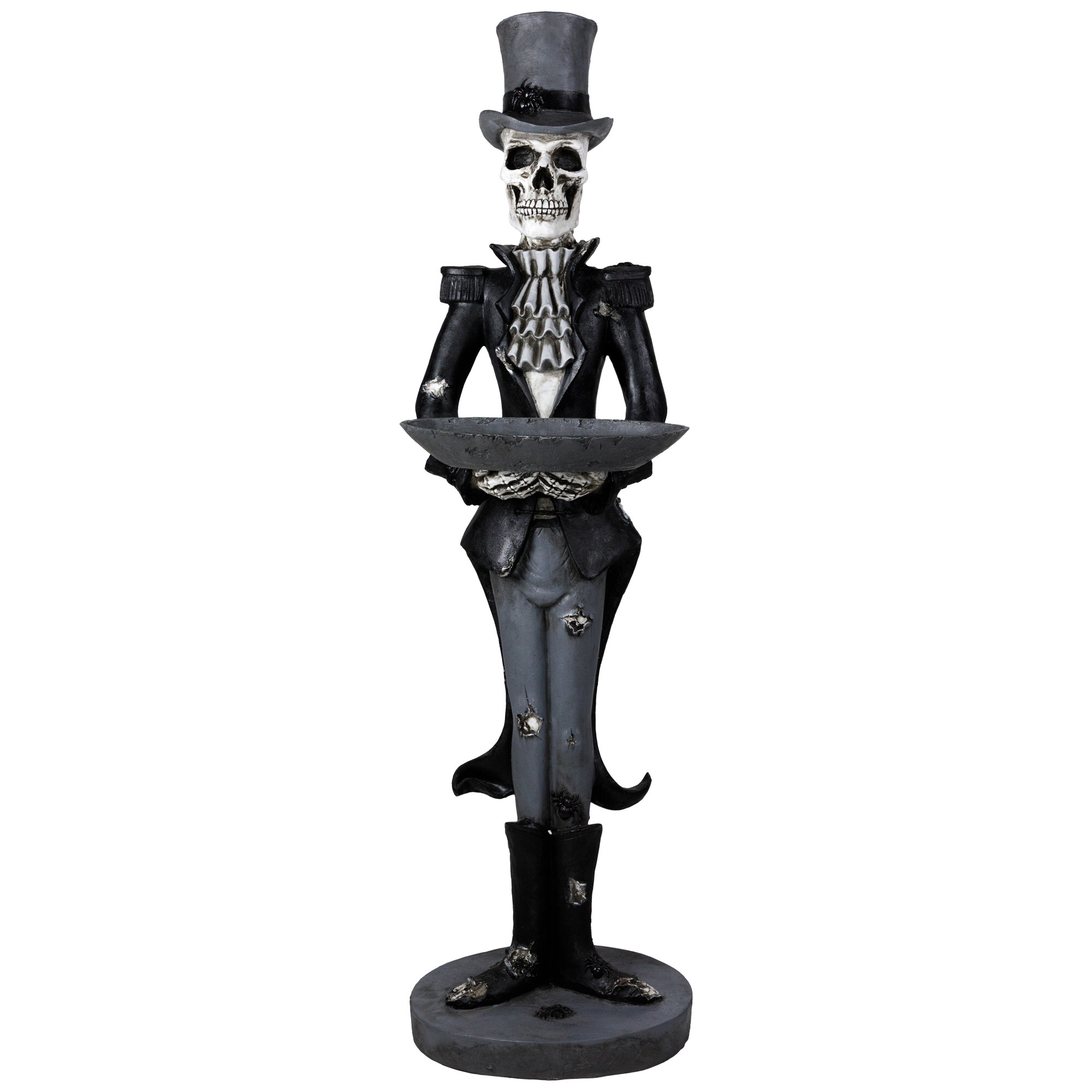 Skeleton Butler Holding Tray Halloween Figure - 4.5' | Christmas Central
