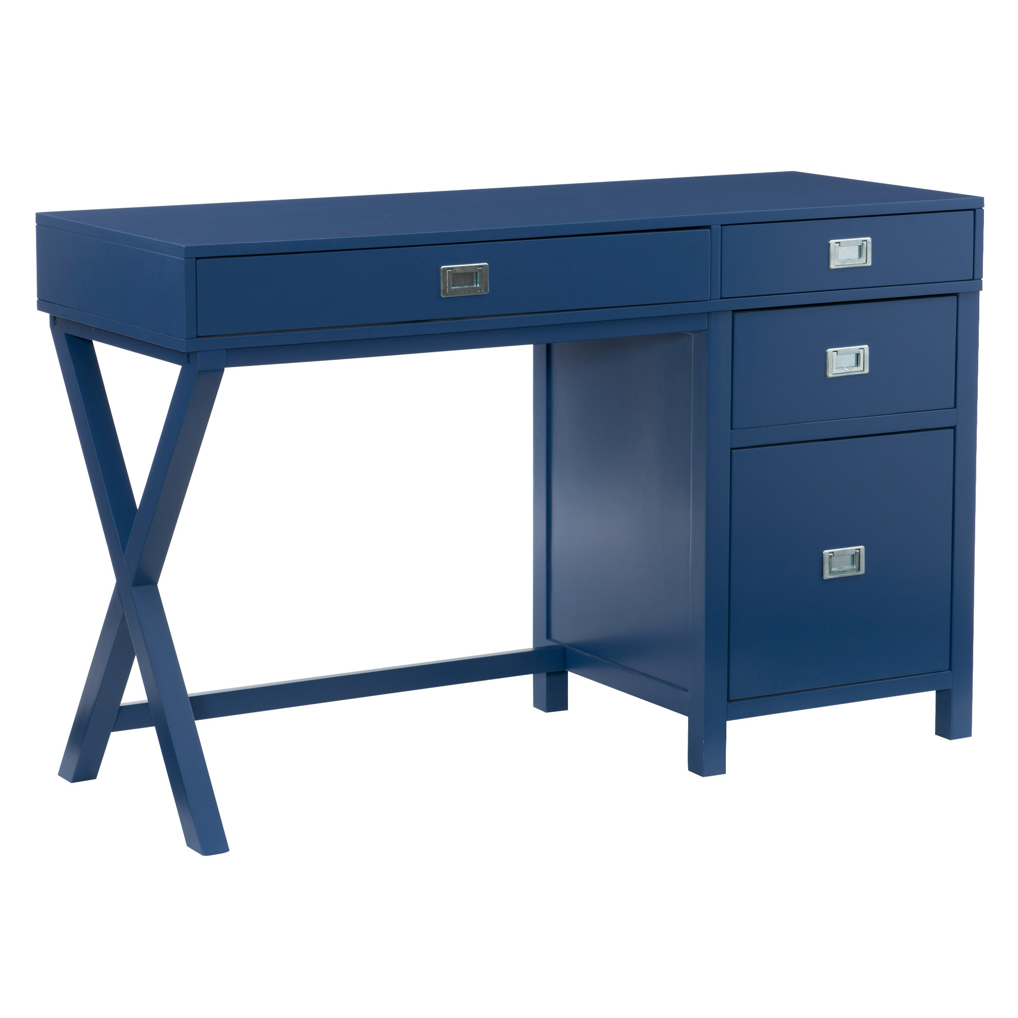 Campaign Style Desk with Side Storage - 48" - Navy | Christmas Central