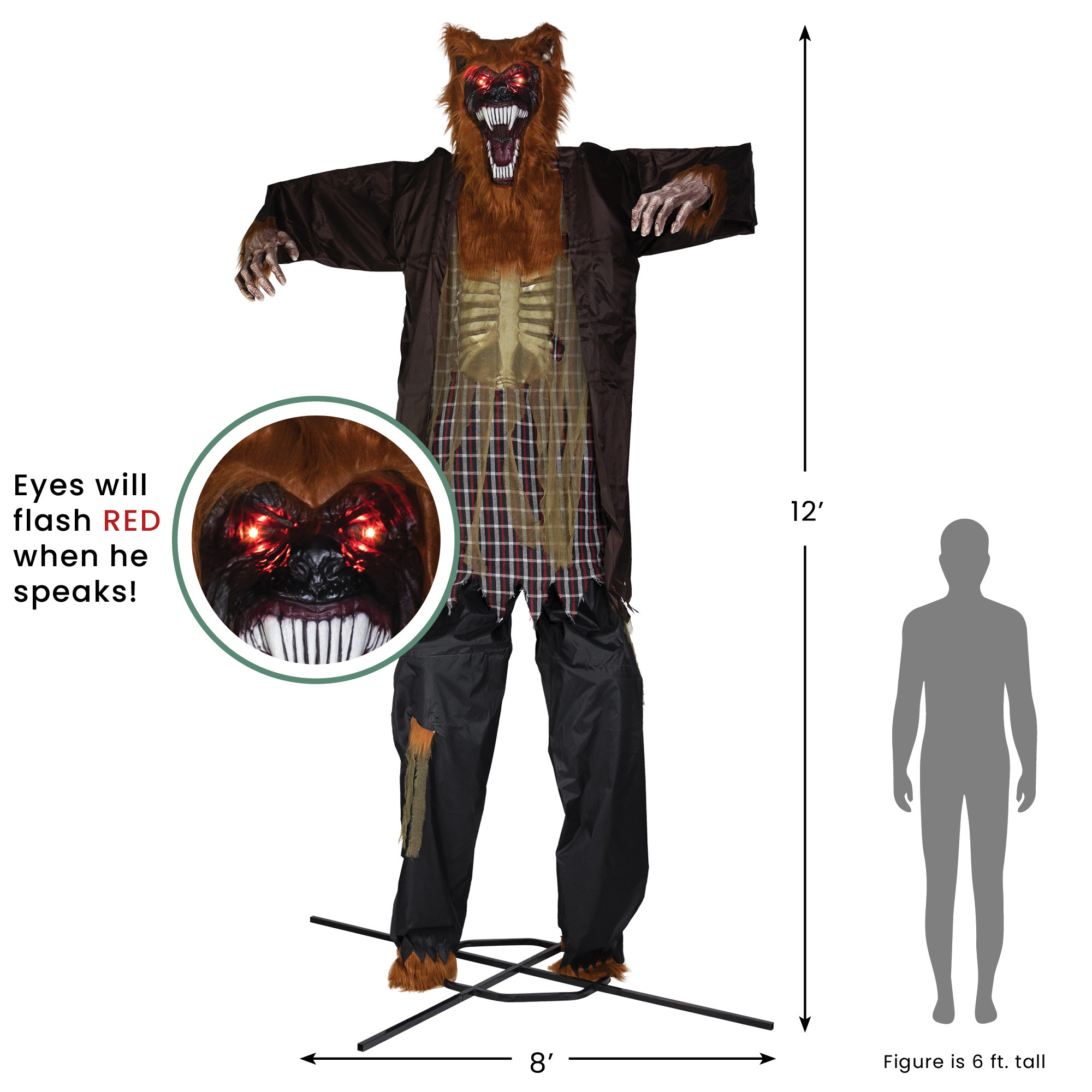 Huge Lighted & Animated Talking Werewolf Commercial Outdoor Halloween ...