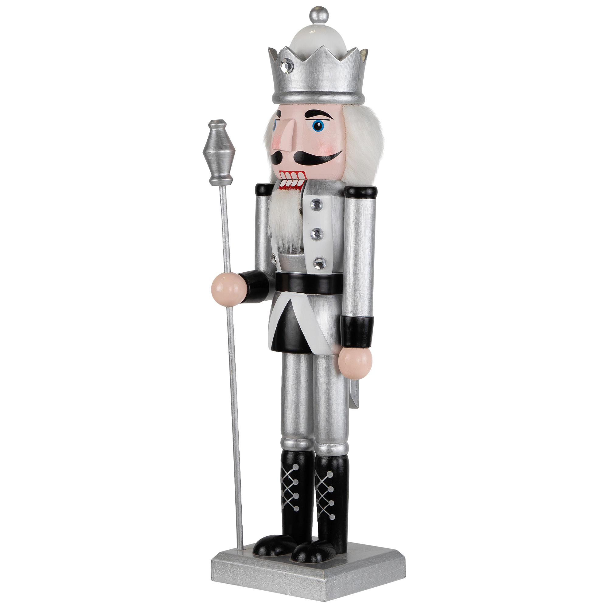 Jeweled Christmas Nutcracker Figure - 14" - Silver & Black | Christmas ...
