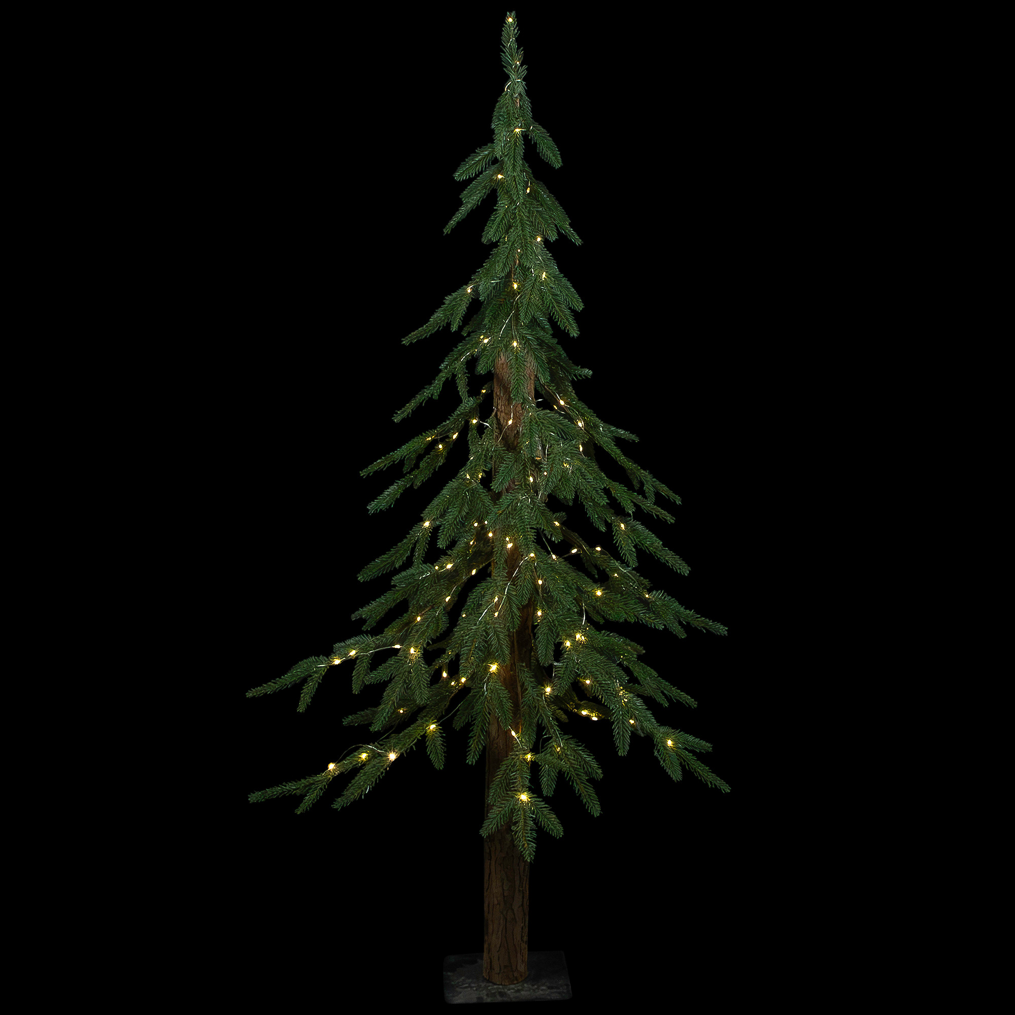Pre-Lit Medium Alpine Artificial Christmas Tree - 4' - Clear LED Lights ...