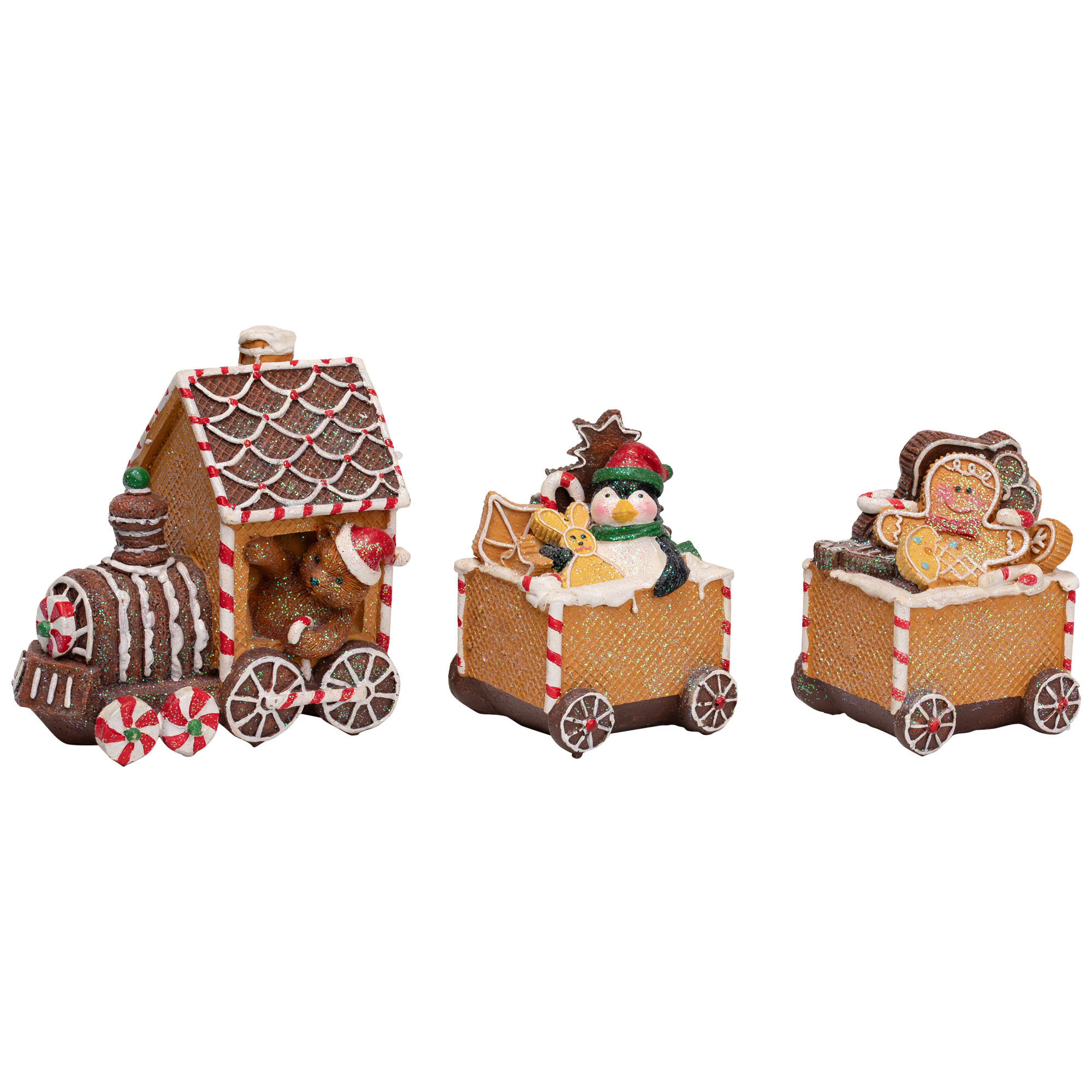 Gingerbread Candy Cane Train with Gingerbread Man Christmas Decoration ...